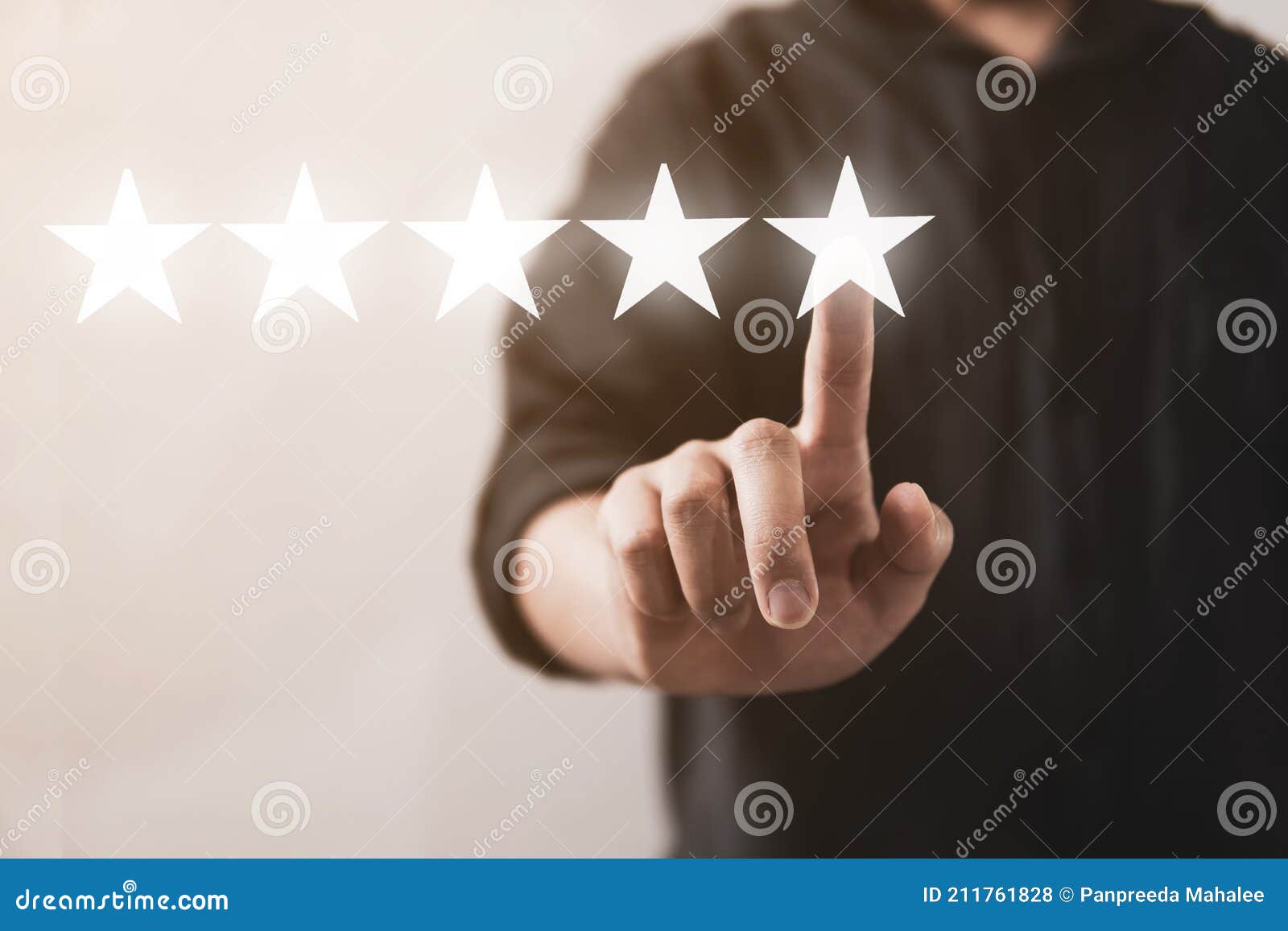 People Pressing Smile Buttons on Virtual Touch Screen, Customer Service ...