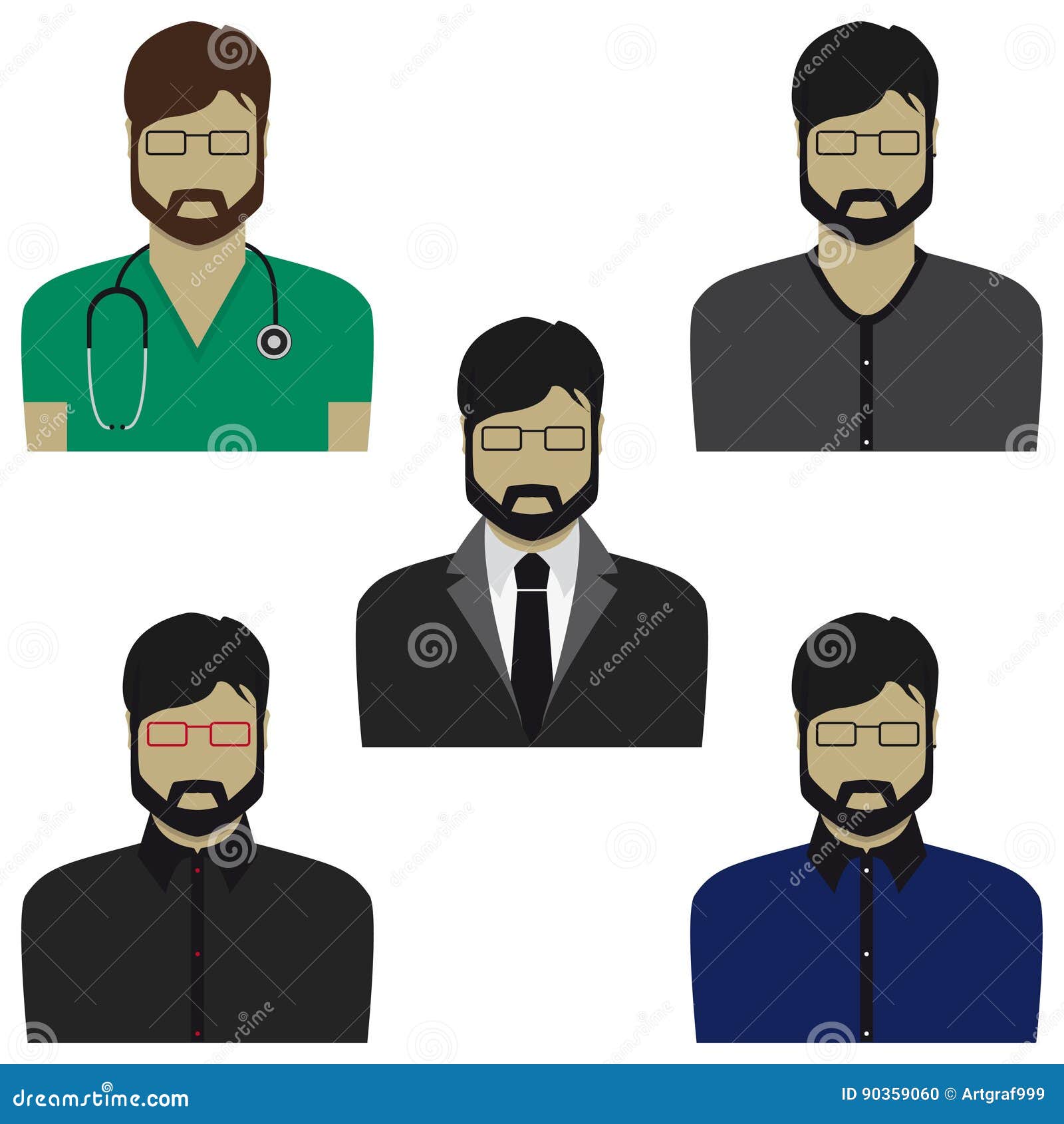 People Professional Set Flat Design Stock Vector - Illustration of ...