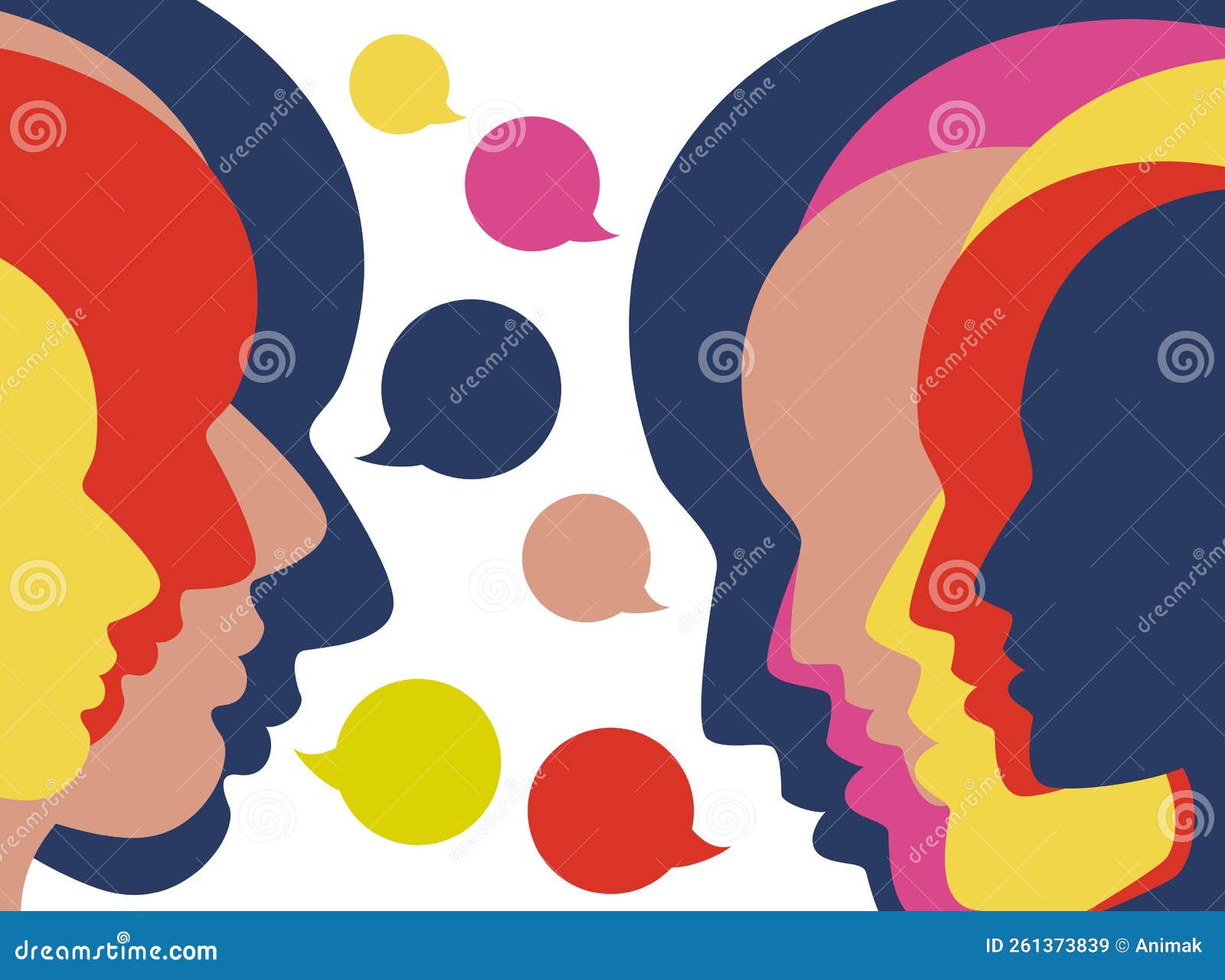 People Profile Heads in Dialogue. Vector Background Stock Vector ...