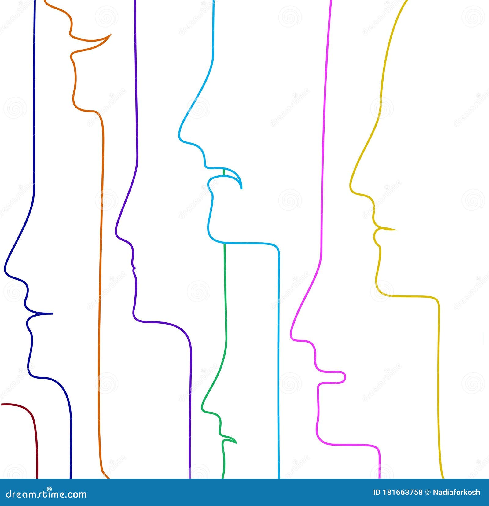 People Profiles in Many Color, People Creative Concept, Crowd Concept ...