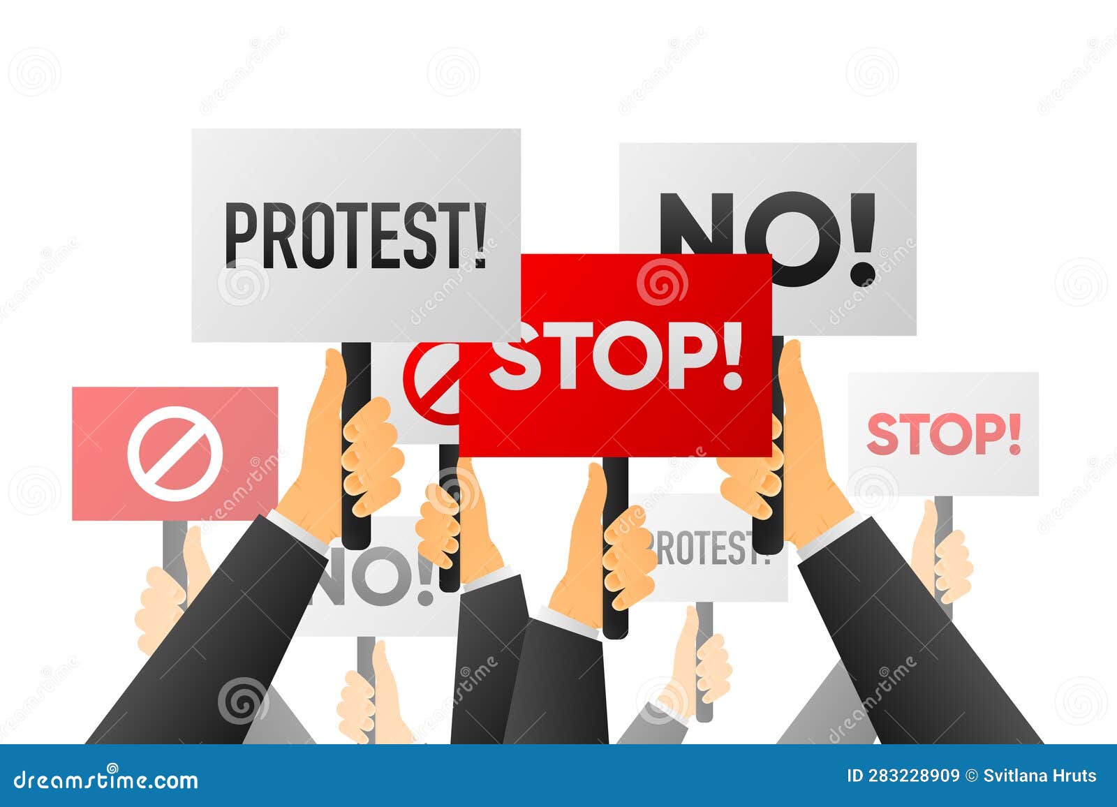 People Protest. Unemployed People Holding Protest Signs. People with ...