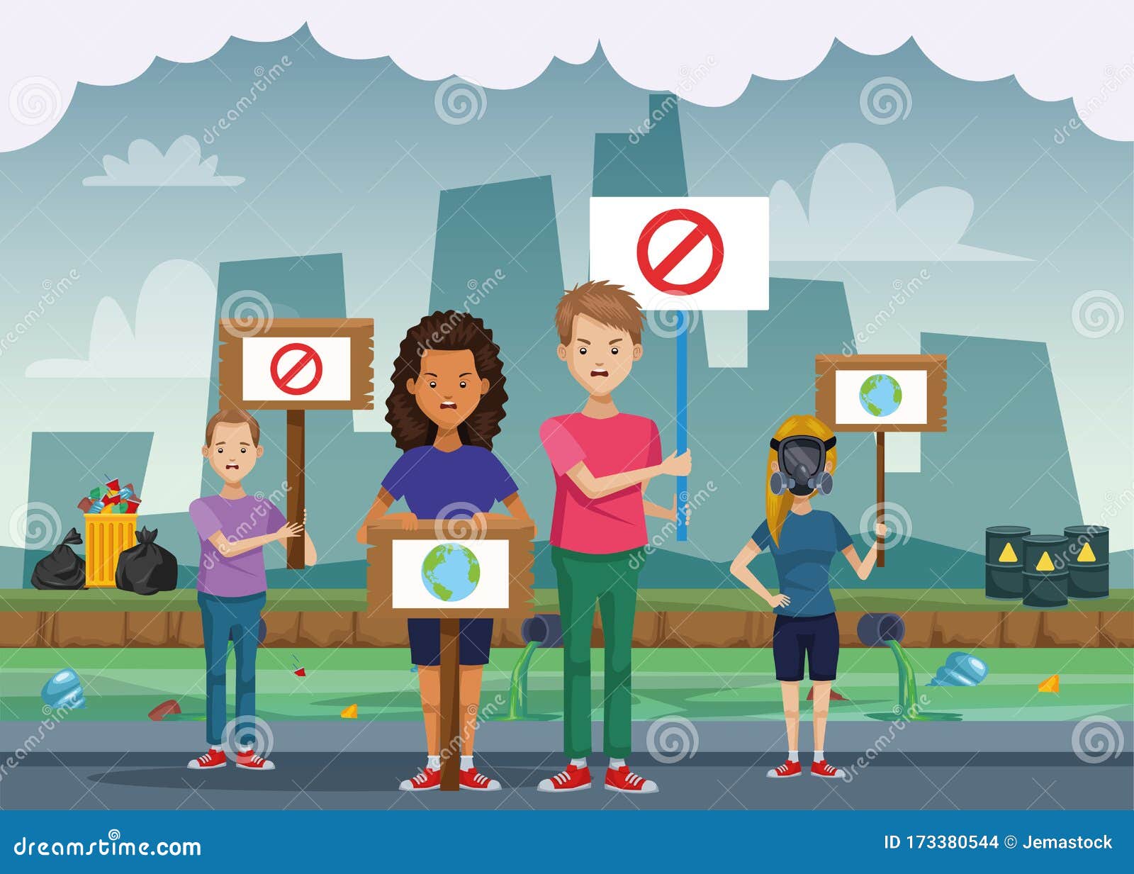 Greenpeace People Set Clean Up Land Save Animal. Volunteer Group ...