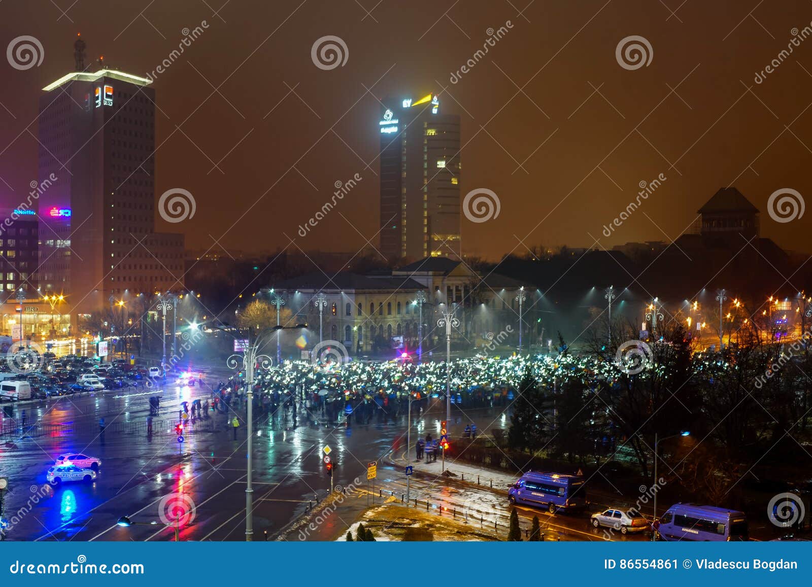 People Protesting with Lights, Bucharest, Romania Editorial Photo ...