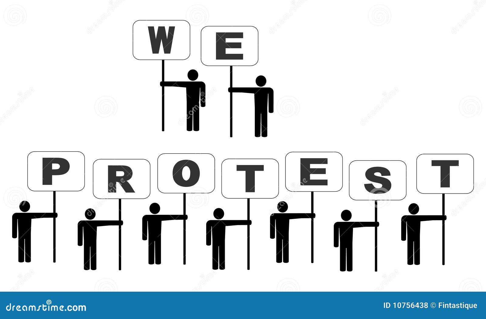 People Protesting With Placards On Barricades, Demonstration Landing ...