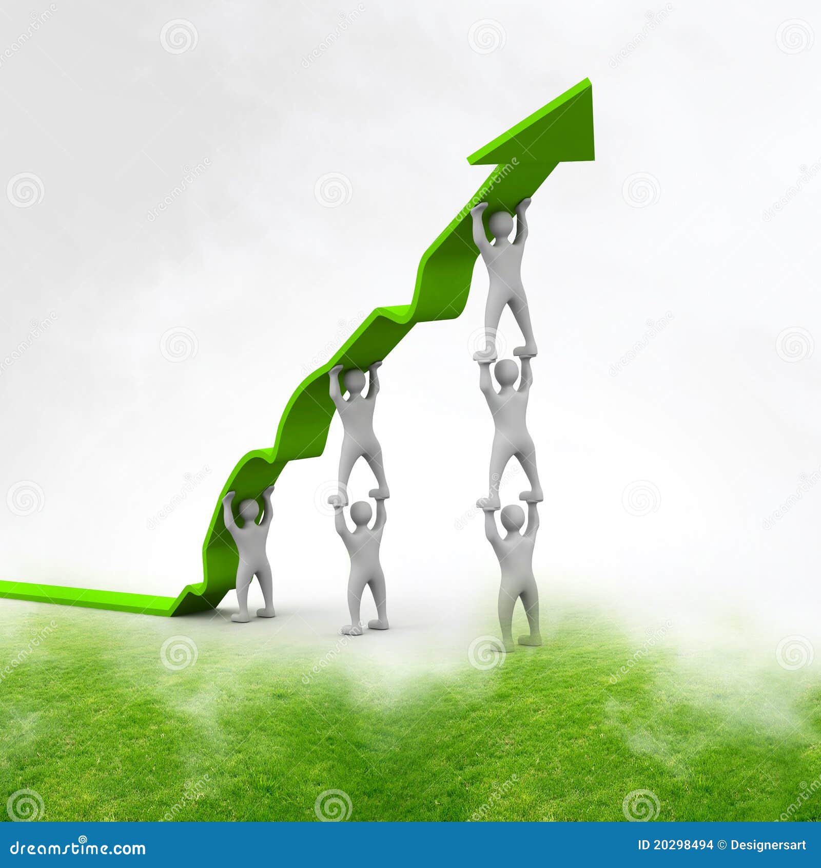 People Pushing Up the Arrow Stock Illustration - Illustration of ...