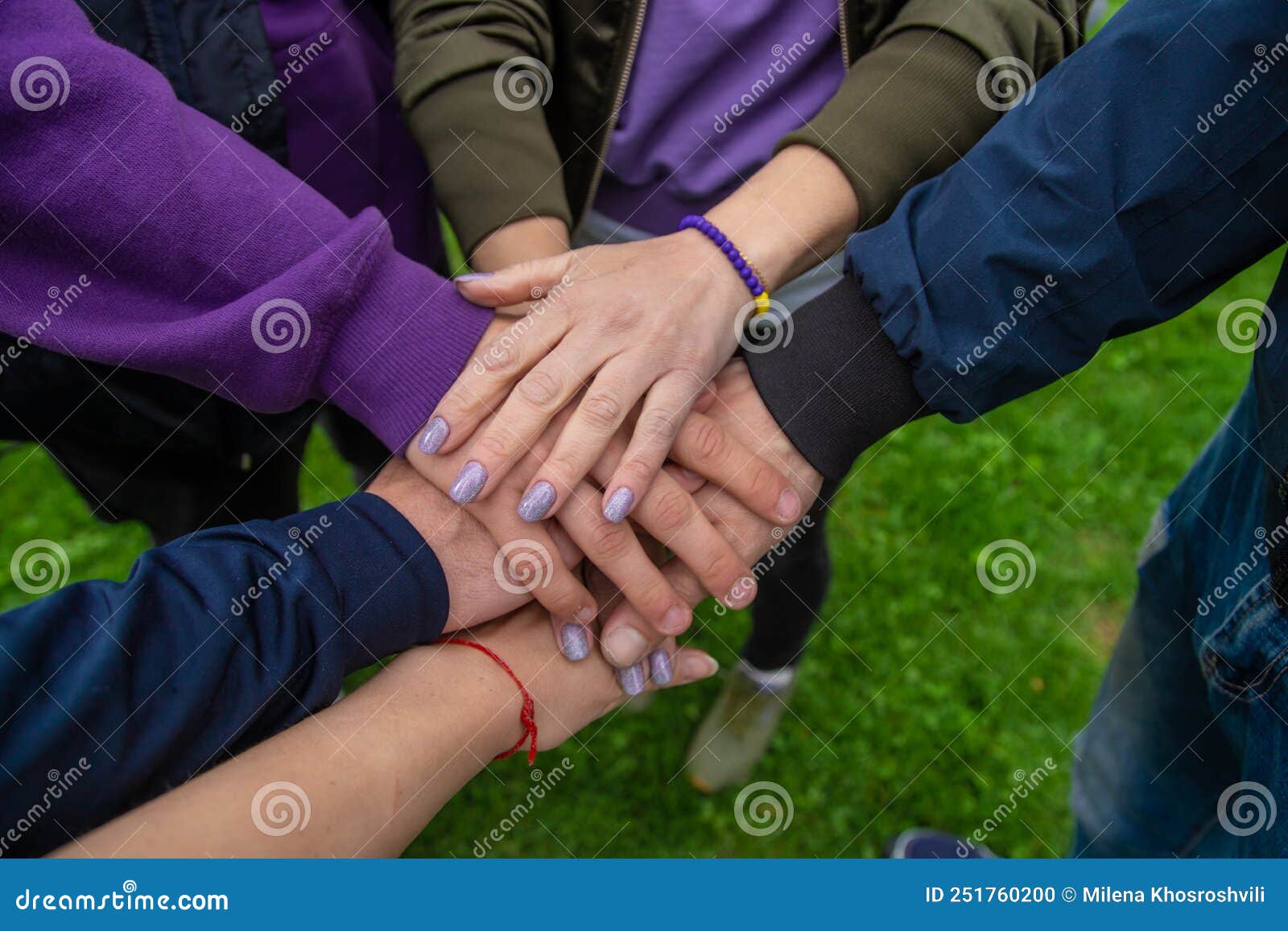People Put Their Hands Together. Selective Focus Stock Photo - Image of ...