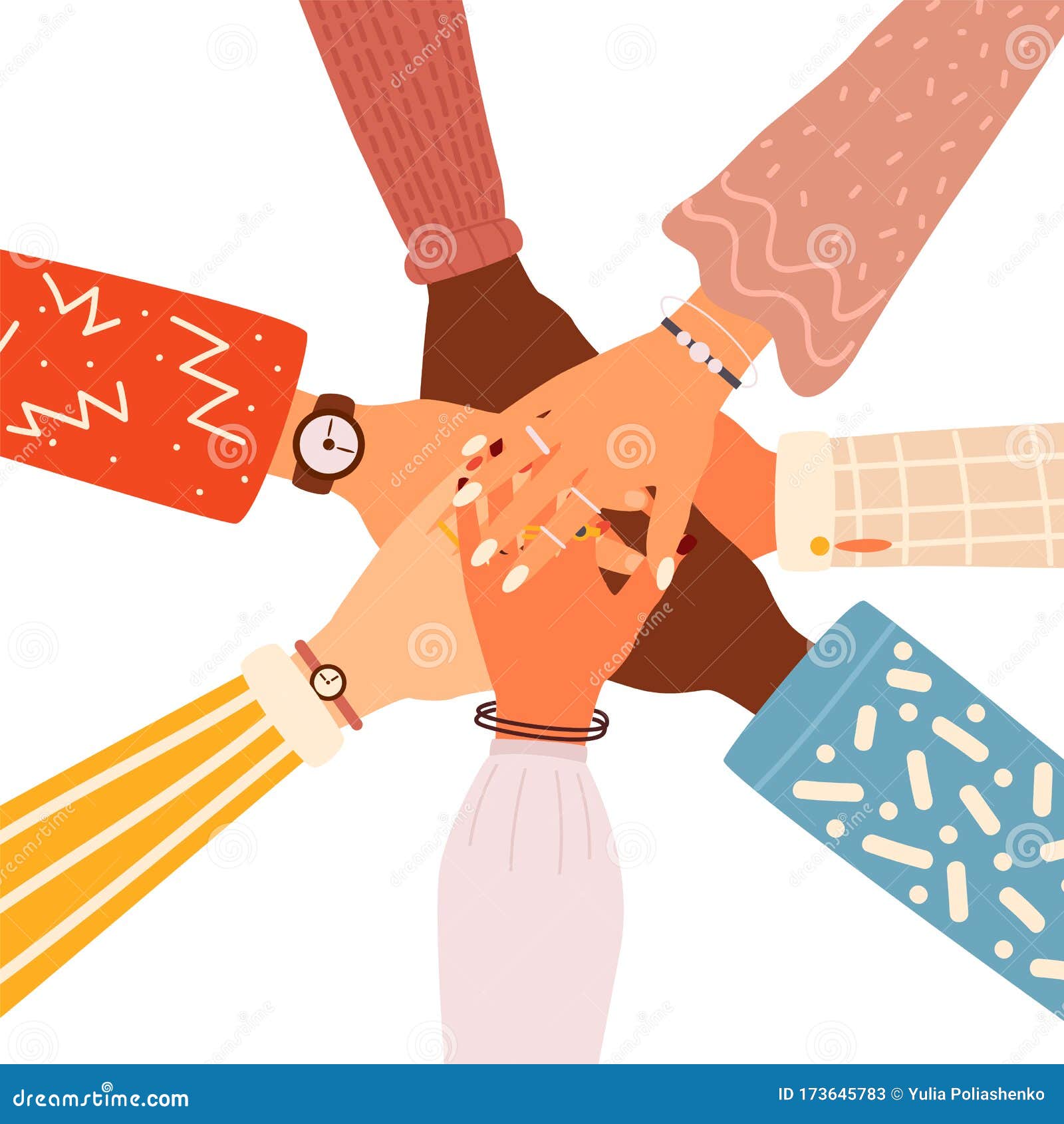 People Putting Their Hands Together. Stock Vector - Illustration of ...