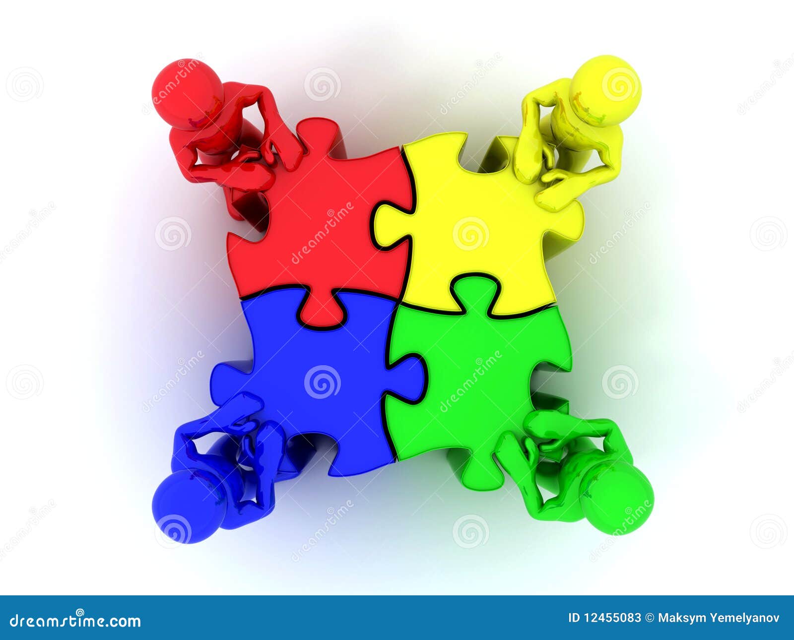 People with puzzle stock illustration. Illustration of puzzle - 12455083