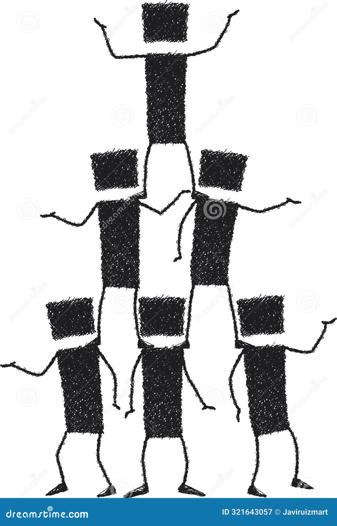 People Pyramid, Stick Figures Stock Image - Illustration of cooperation ...