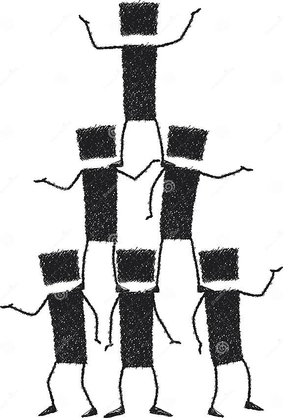 People Pyramid, Stick Figures Stock Image - Illustration of cooperation ...