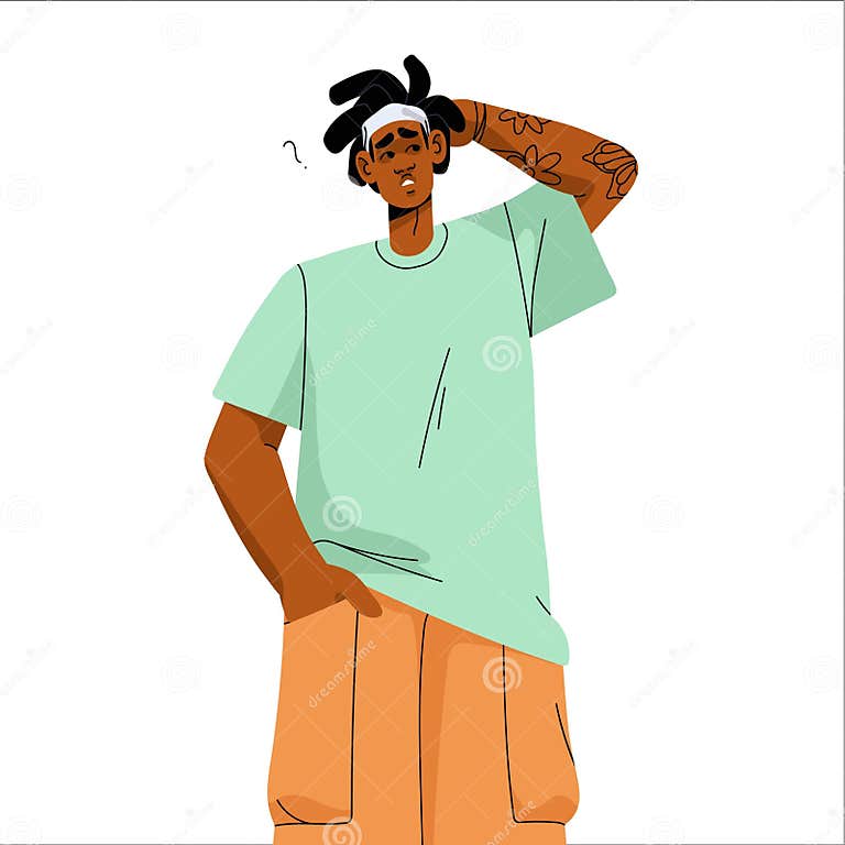 People with Question Mark in Pose Hand on Head Remember. Doubt Person ...