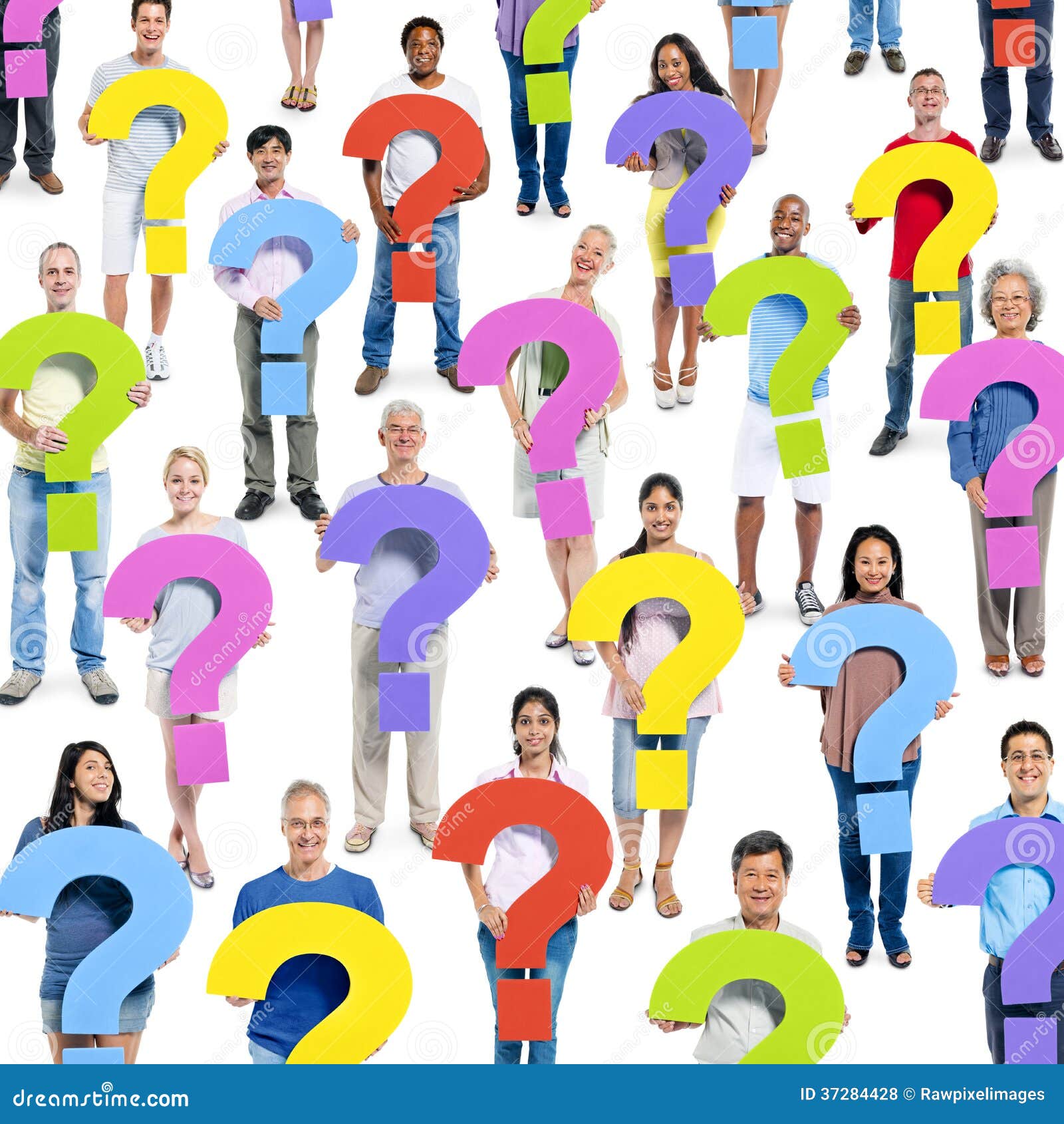 People with Question Marks stock photo. Image of multiethnic - 37284428