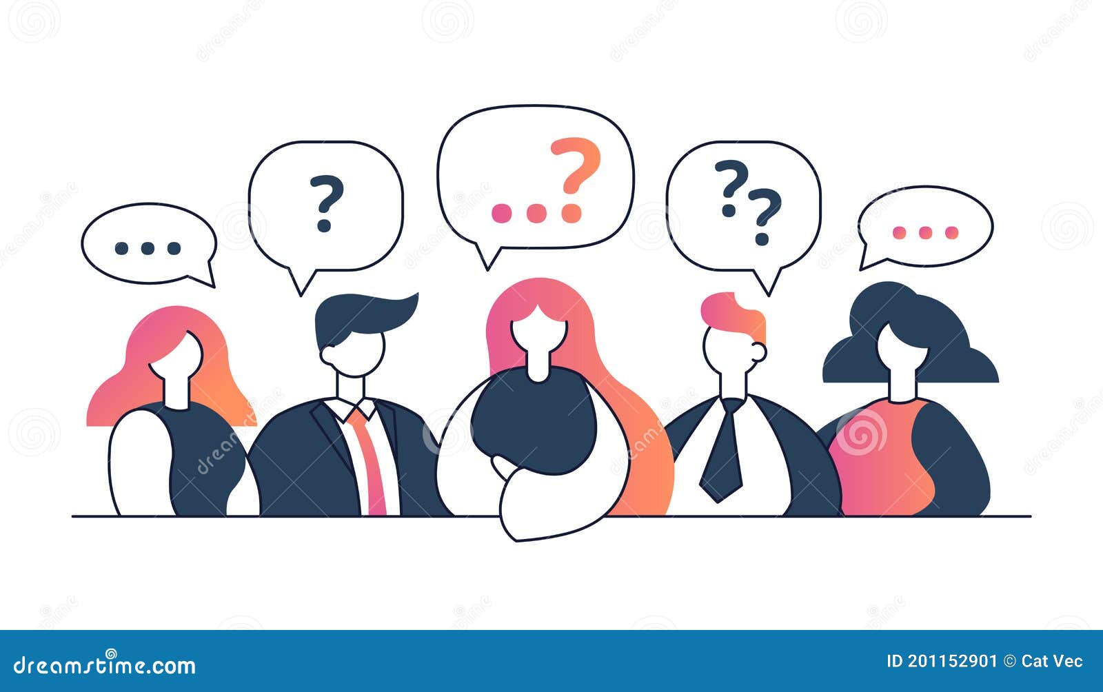 People with Question Signs Discussing or with Different Opinions Flat ...