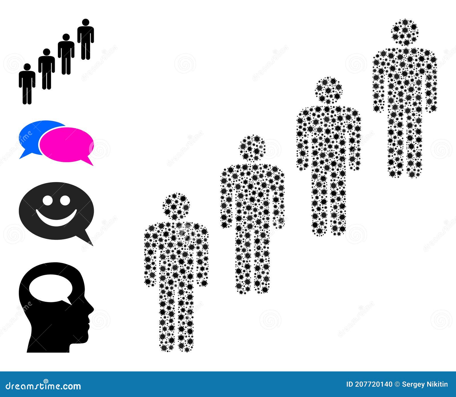 People Queue Composition with Virulent Infection Icons Stock ...