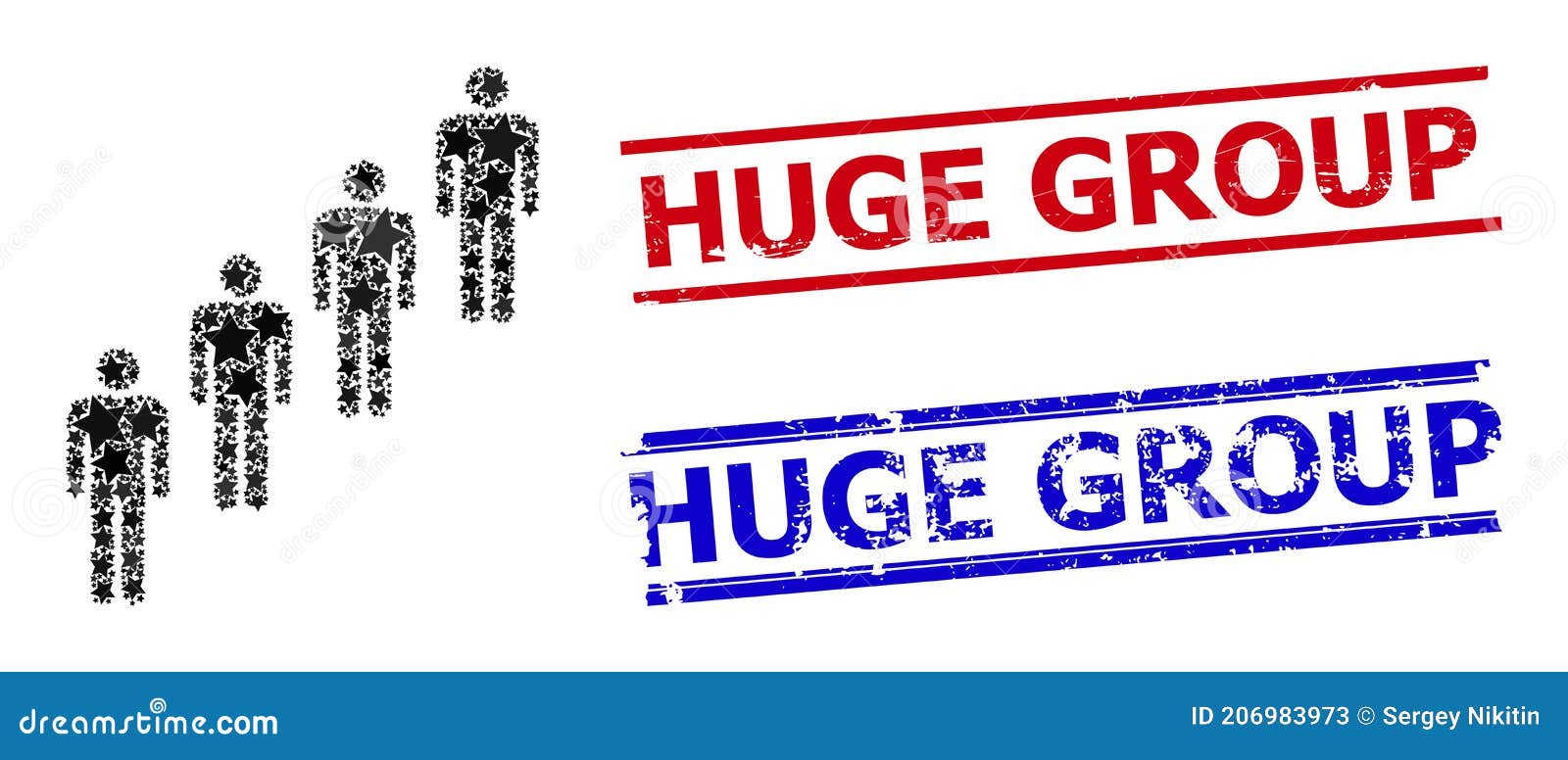 People Queue Star Mosaic and Huge Group Distress Seals Stock ...