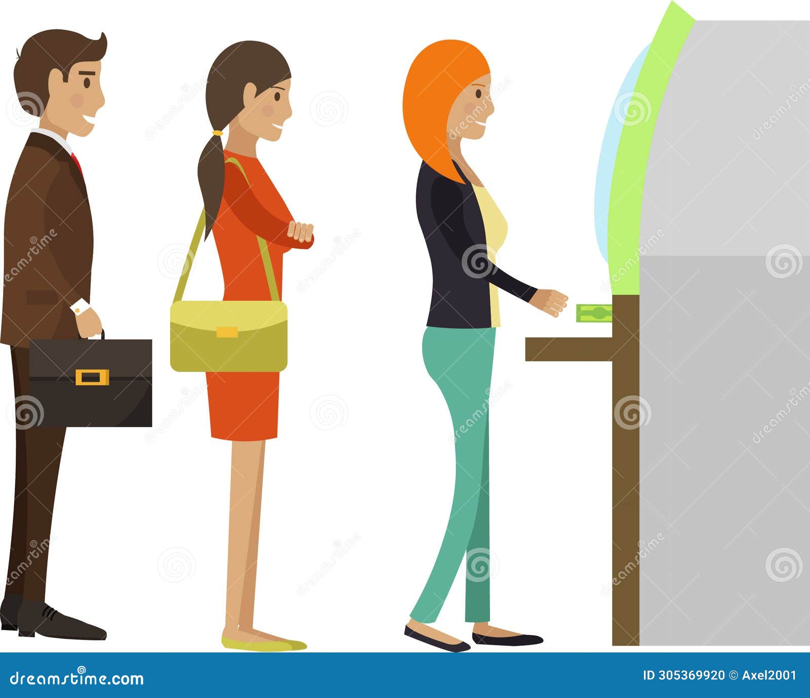 People Queue To Bank Atm Machine Vector Icon Isolated on White Stock ...