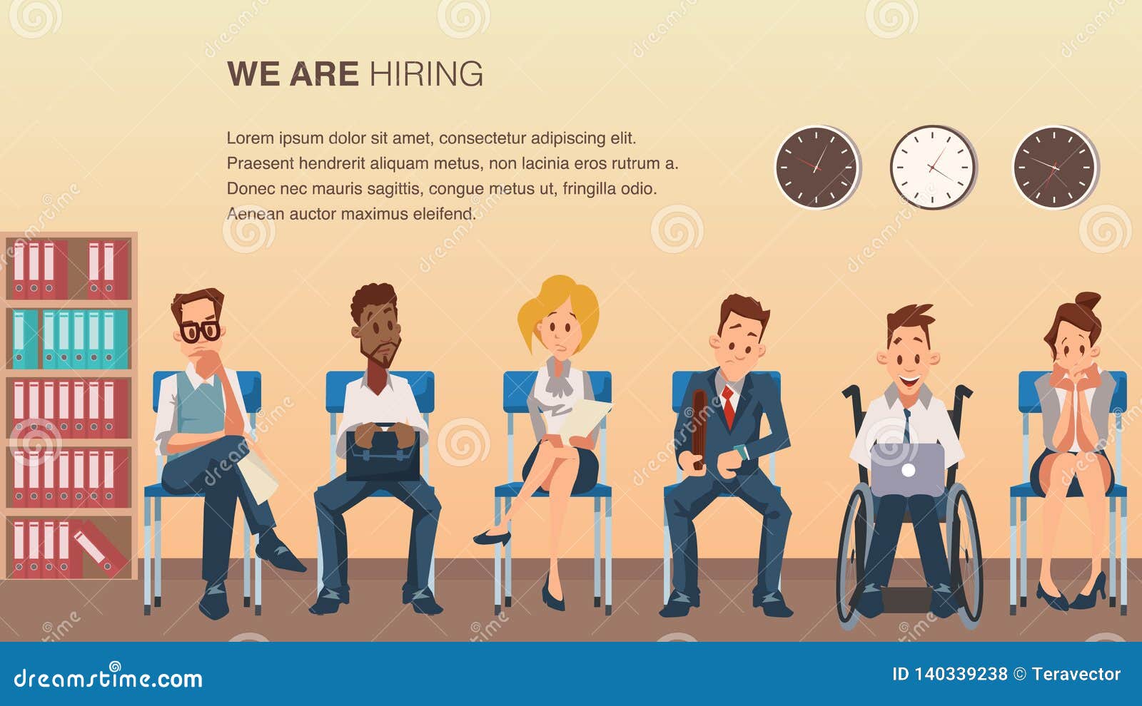 People in Queue Wait for Job Interview in Corridor Stock Vector ...