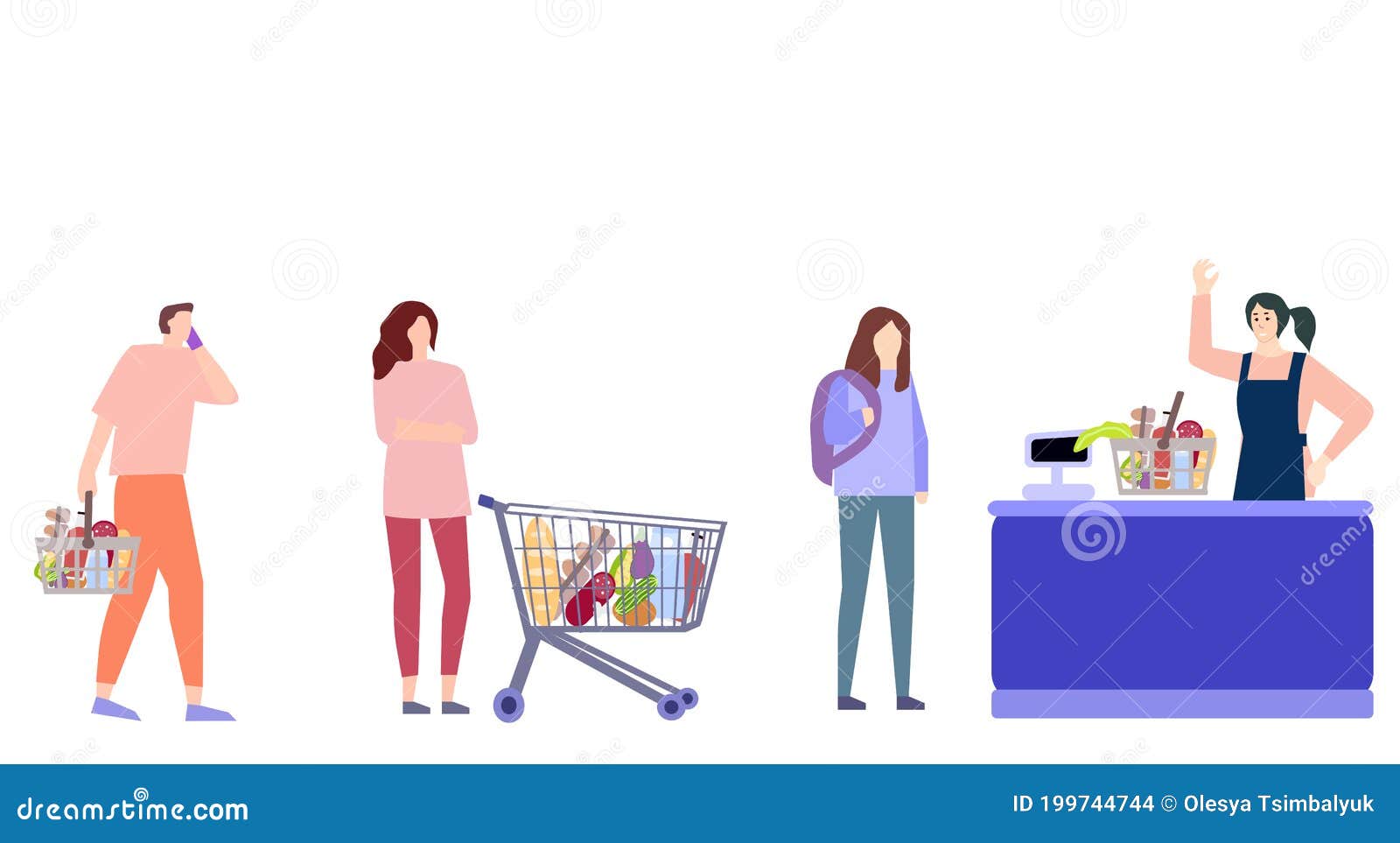 People are Queuing Up To the Cashier, Vector Chart Stock Vector ...