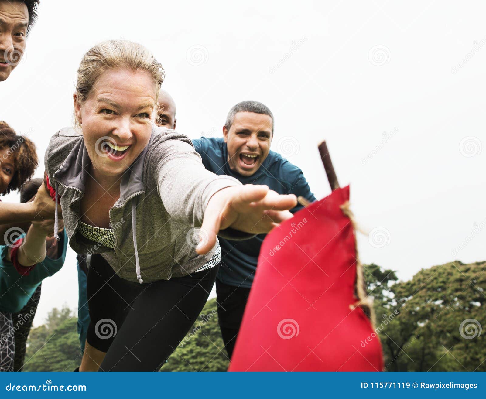 People Racing To Catch a Flag Stock Image - Image of building, exercise: 115771119