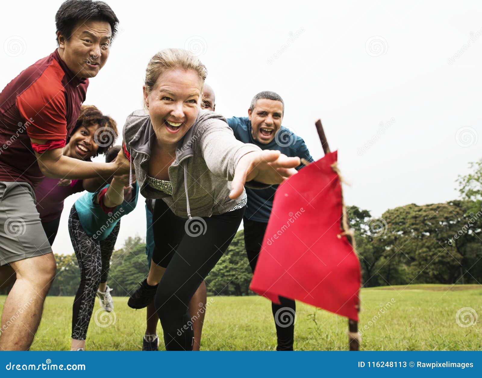 People Racing To Catch a Flag Stock Image - Image of japanese, african ...