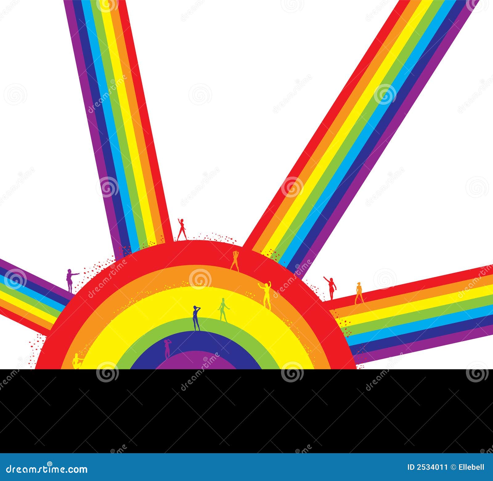 People On A Rainbow Background Stock Vector - Illustration of women ...