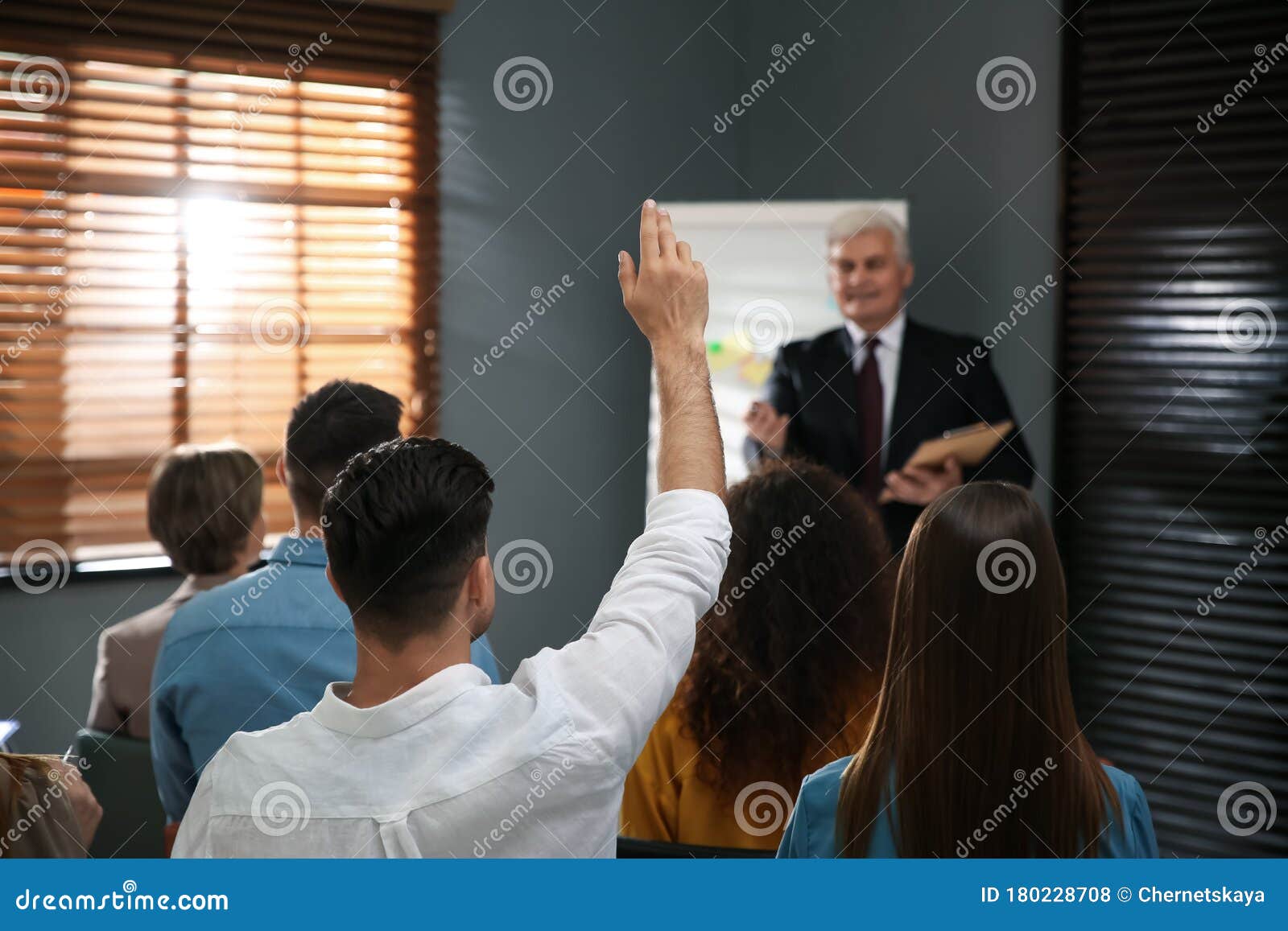 People Raising Hands To Ask Questions at Seminar Stock Photo - Image of ...