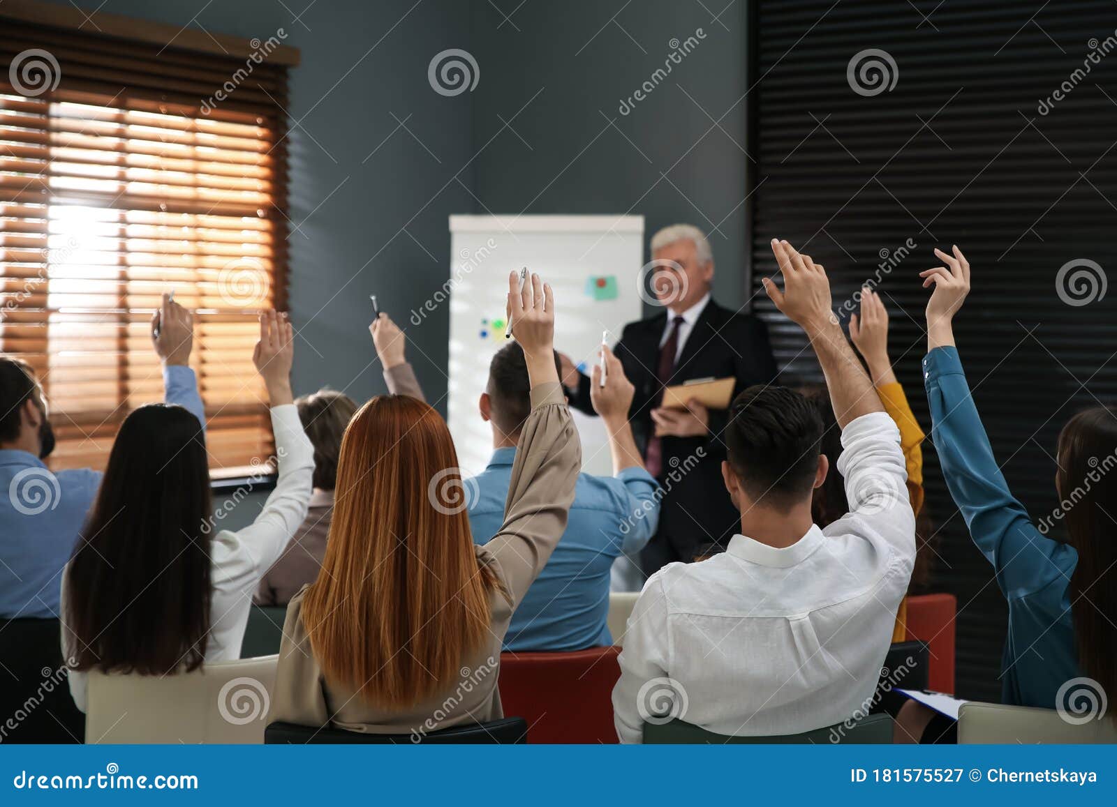 People Raising Hands To Ask Questions at Seminar Stock Image - Image of ...