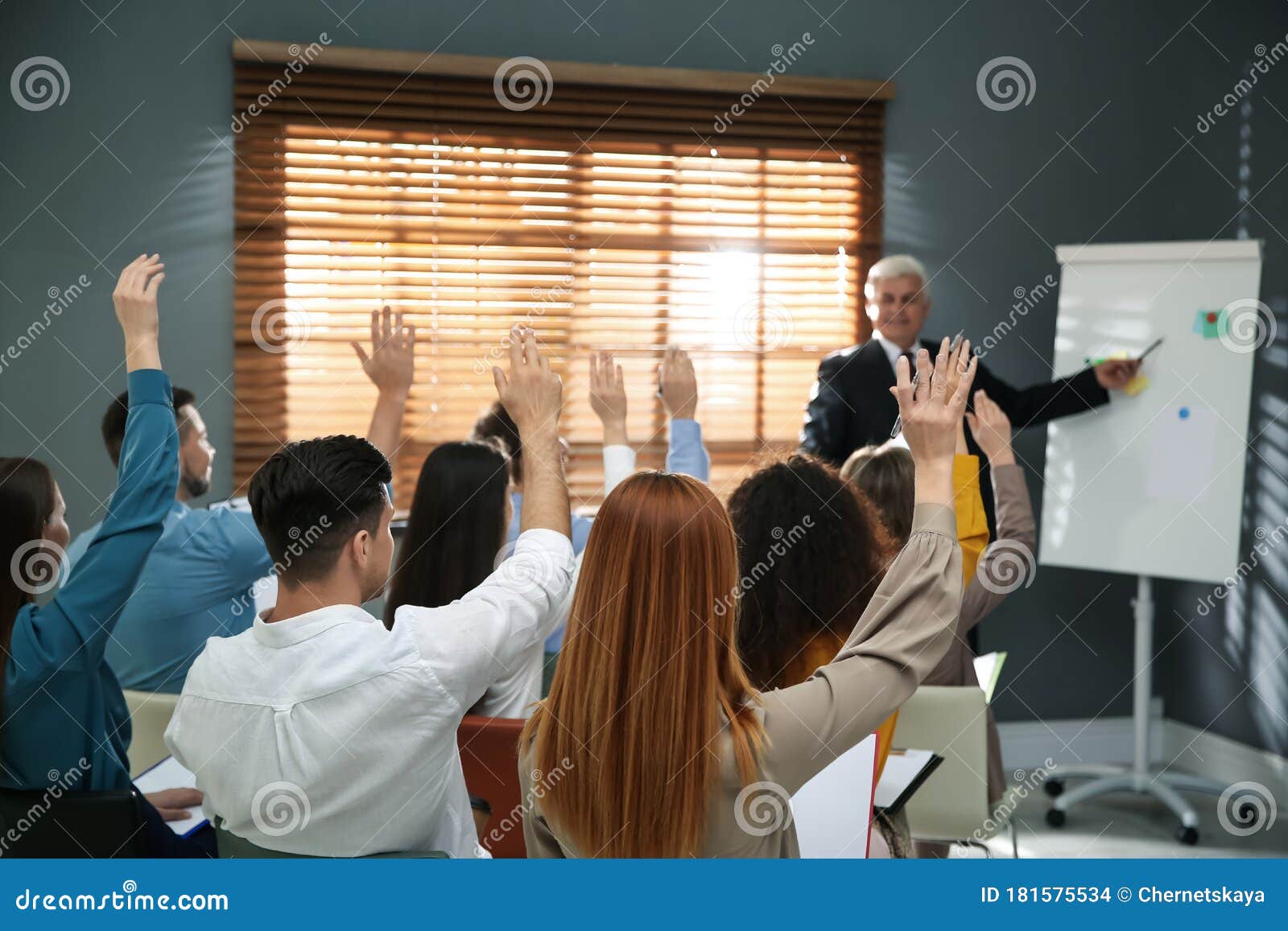 People Raising Hands To Ask Questions at Seminar Stock Photo - Image of ...