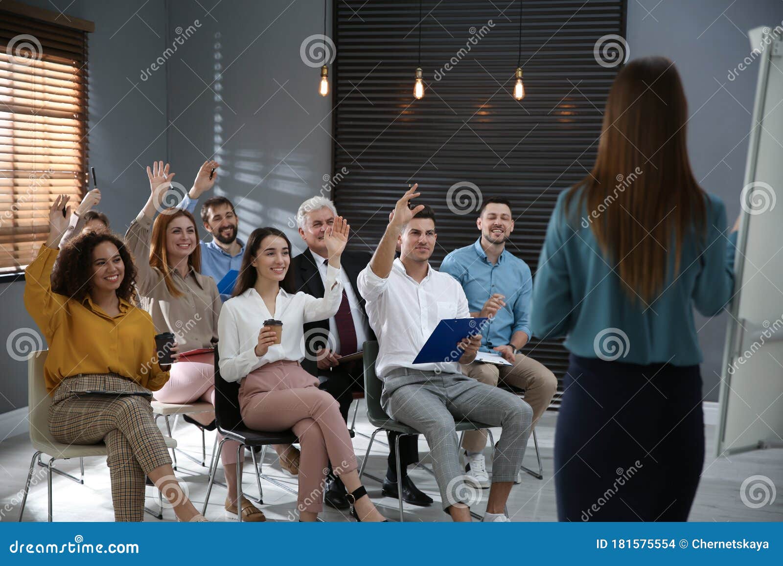 People Raising Hands To Ask Questions at Seminar Stock Photo - Image of ...