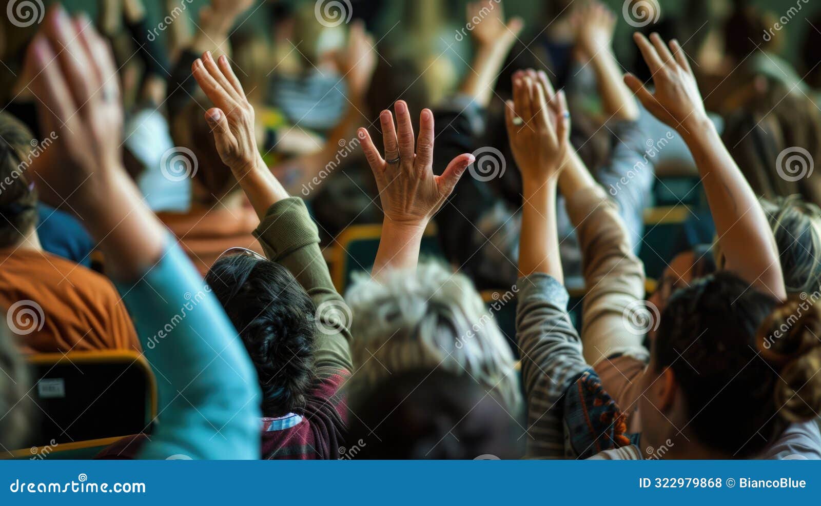 People Raising Their Hands in a Classroom or Conference AIG535 Stock ...
