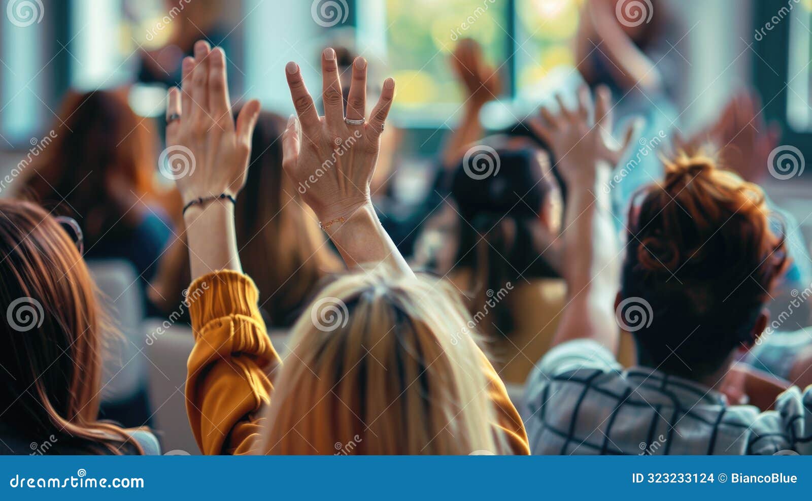 People Raising Their Hands in a Classroom or Conference, Eager To ...