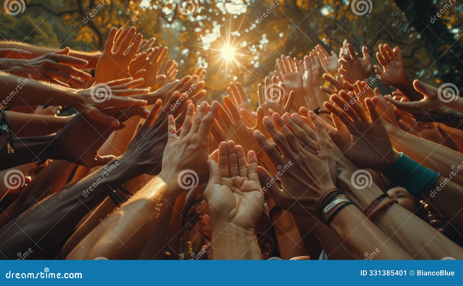 People Reaching for the Sun with Joy and Hope AIG535 Stock Image ...