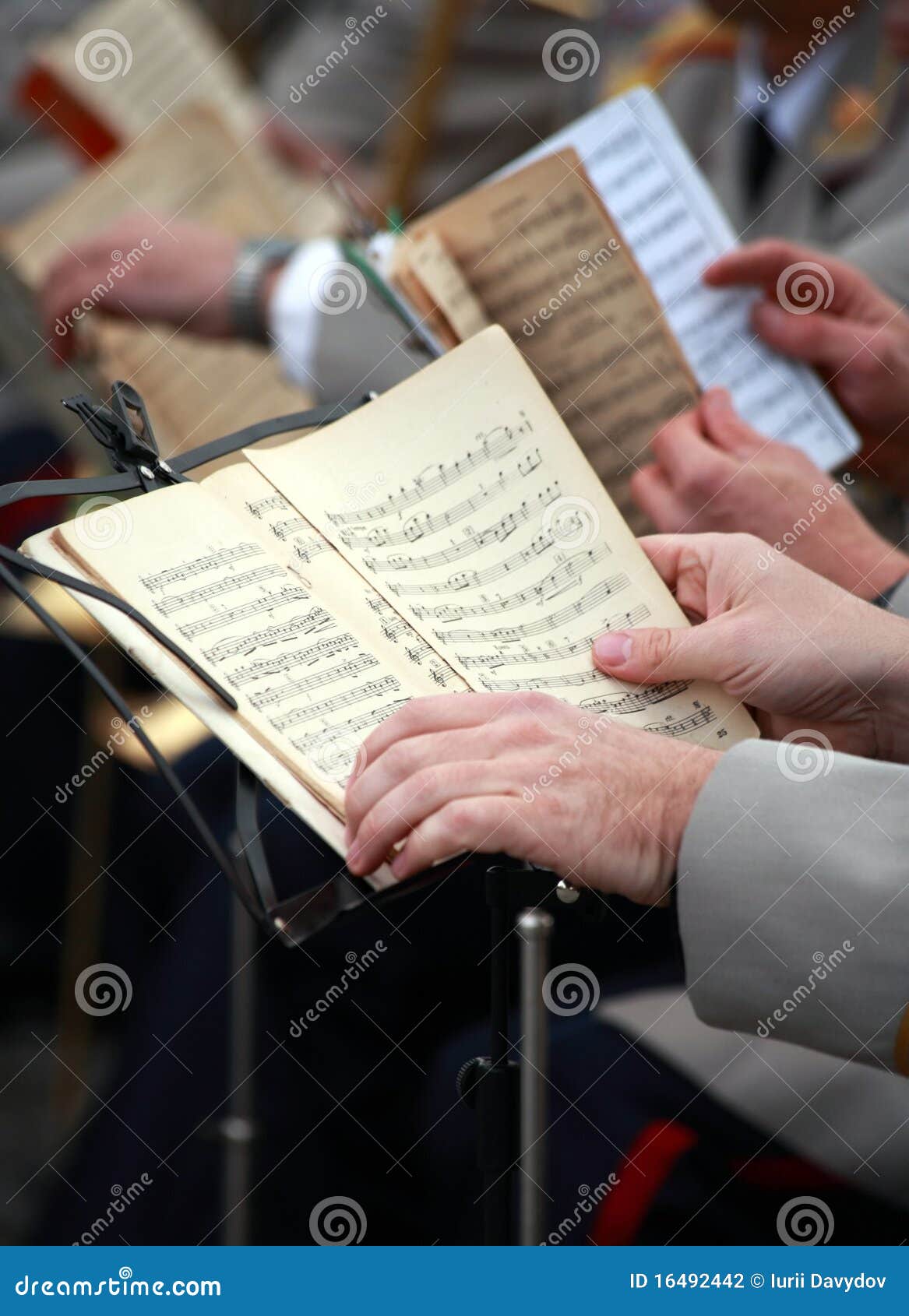People read notes on stand stock photo. Image of closeup - 16492442