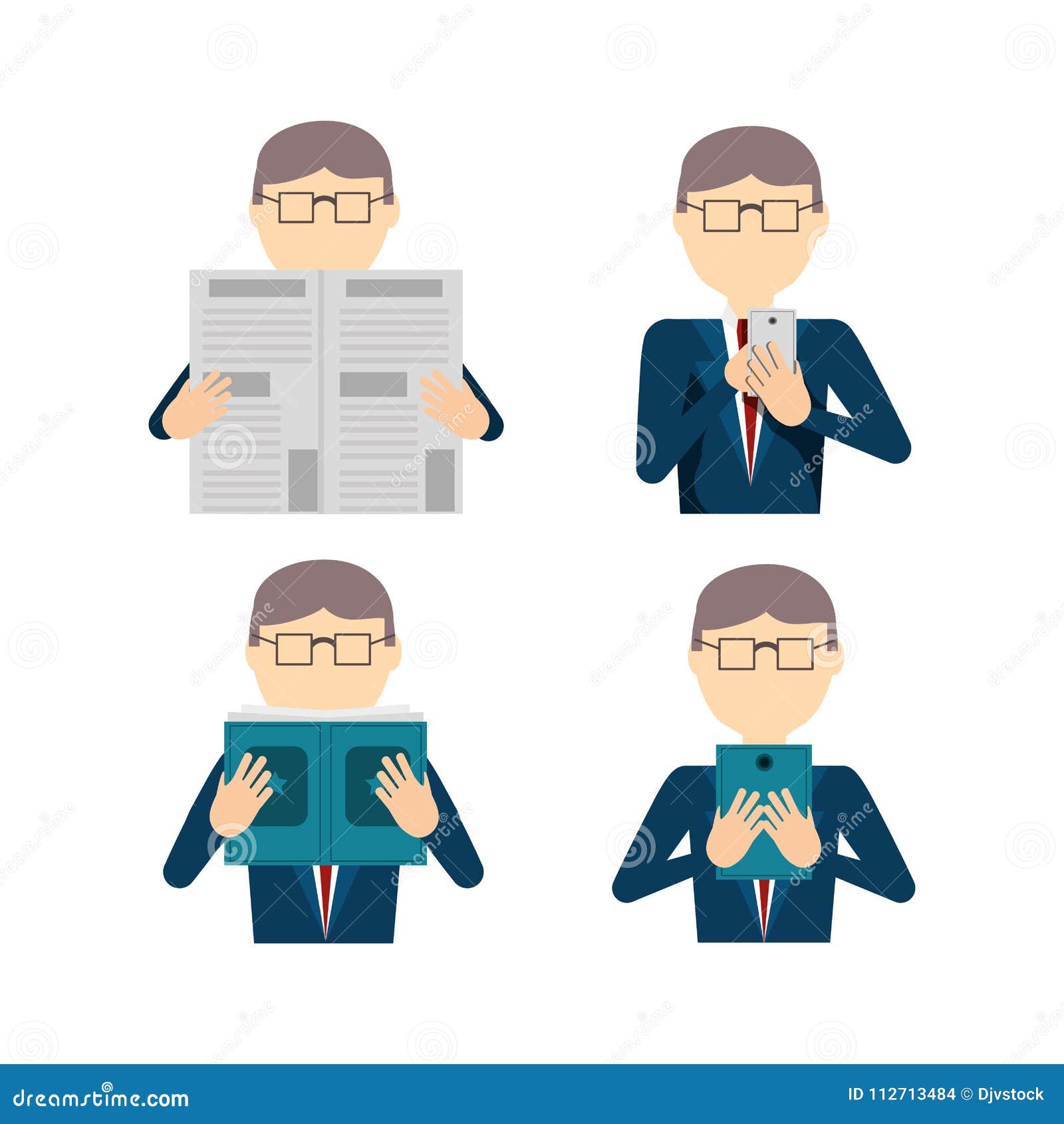 People Reading Book and Newspaper Stock Vector - Illustration of chair ...