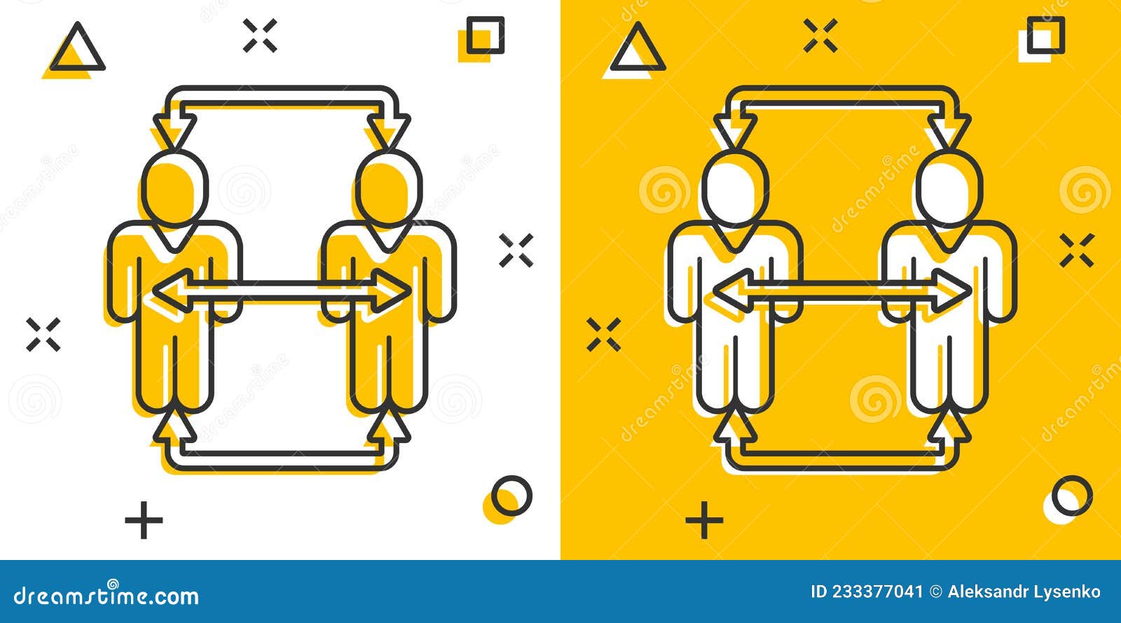 People Referral Icon in Comic Style. Business Communication Cartoon ...