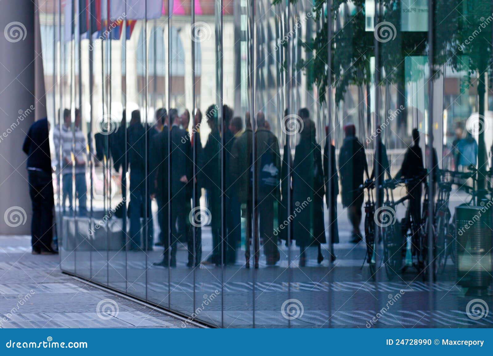 People Reflection in a Modern Building Stock Photo - Image of downtown ...