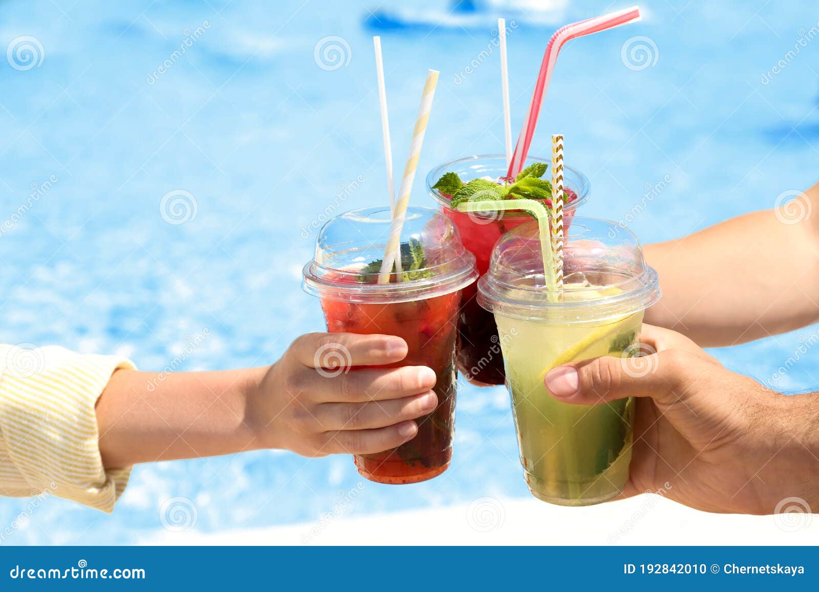 People with Refreshing Drinks in Water Park Stock Photo - Image of ...