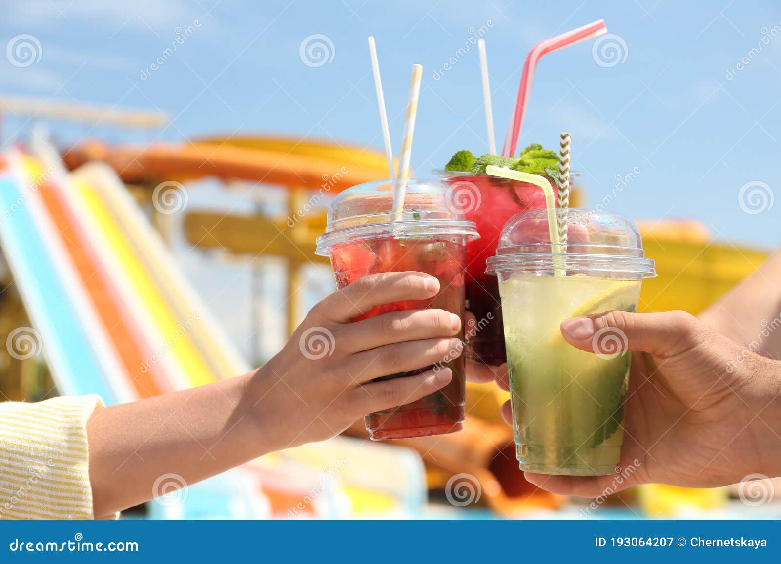 People with Refreshing Drinks in Water Park Stock Image - Image of ...