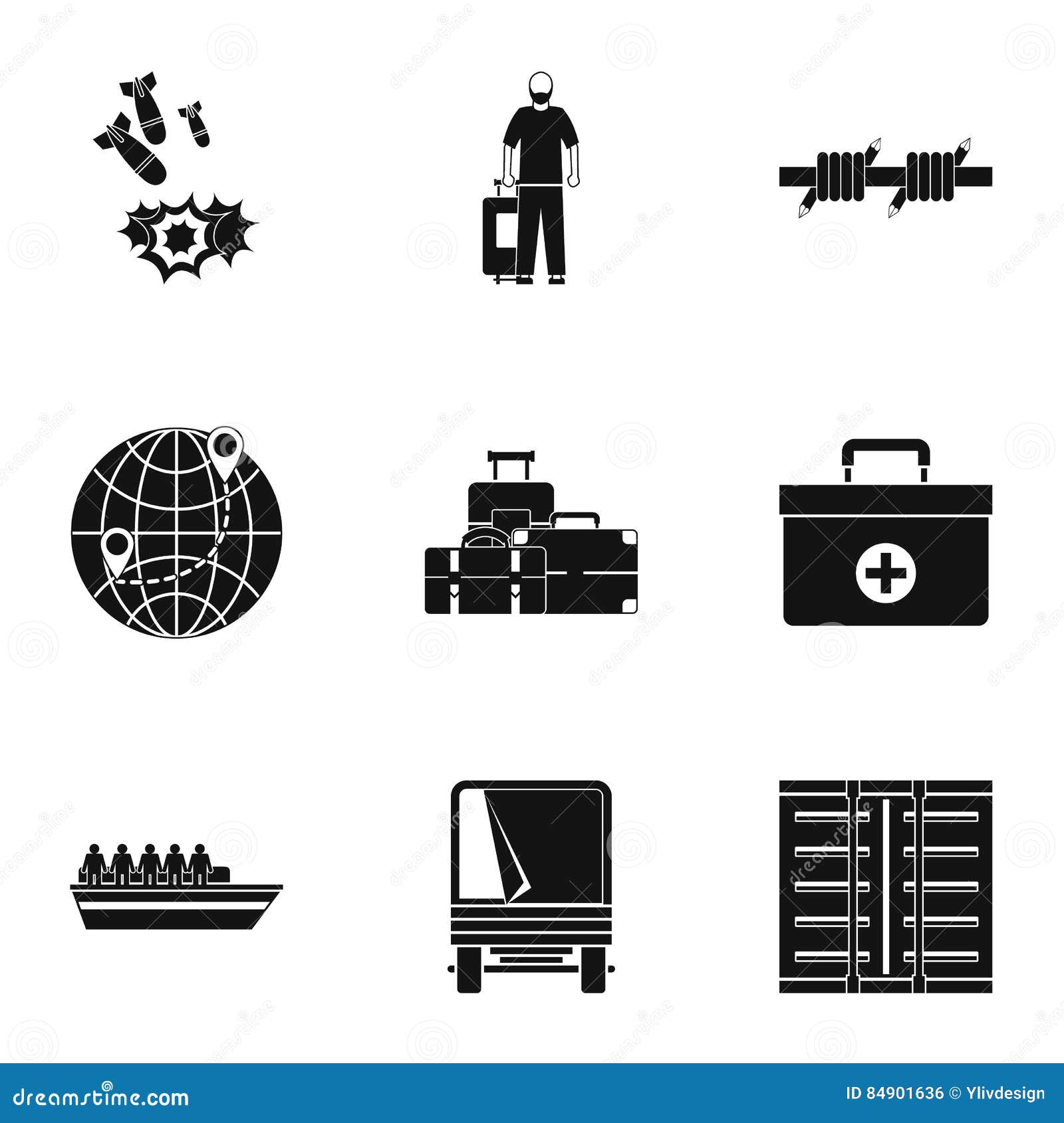 People Refugees Icons Set, Simple Style Stock Vector - Illustration of ...