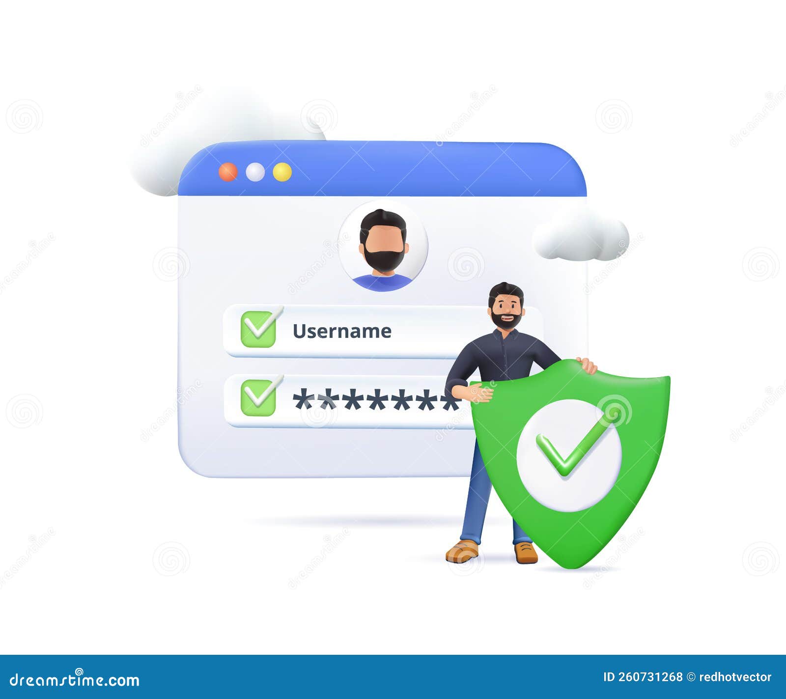 People Register Online 3D Render Illustration. Registration or Sign Up ...