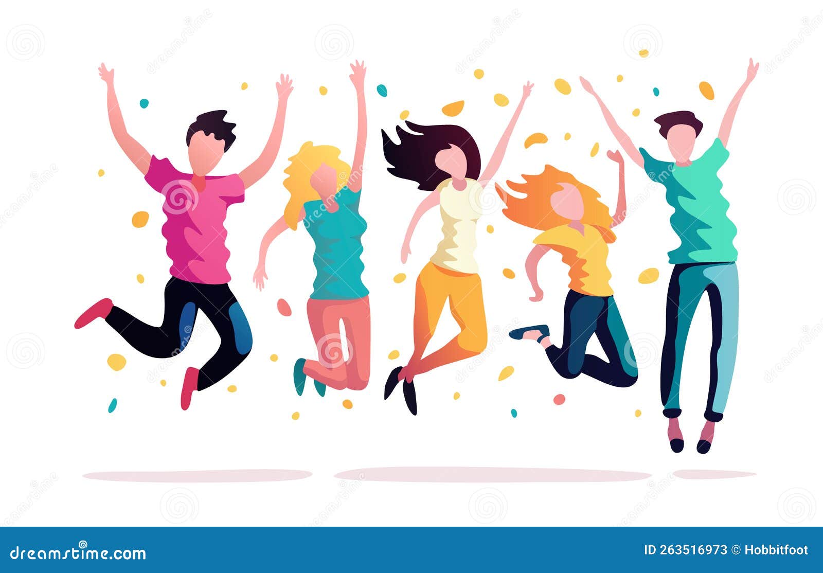 People Rejoice in Victory, Working Team of People Celebrate. Vector ...