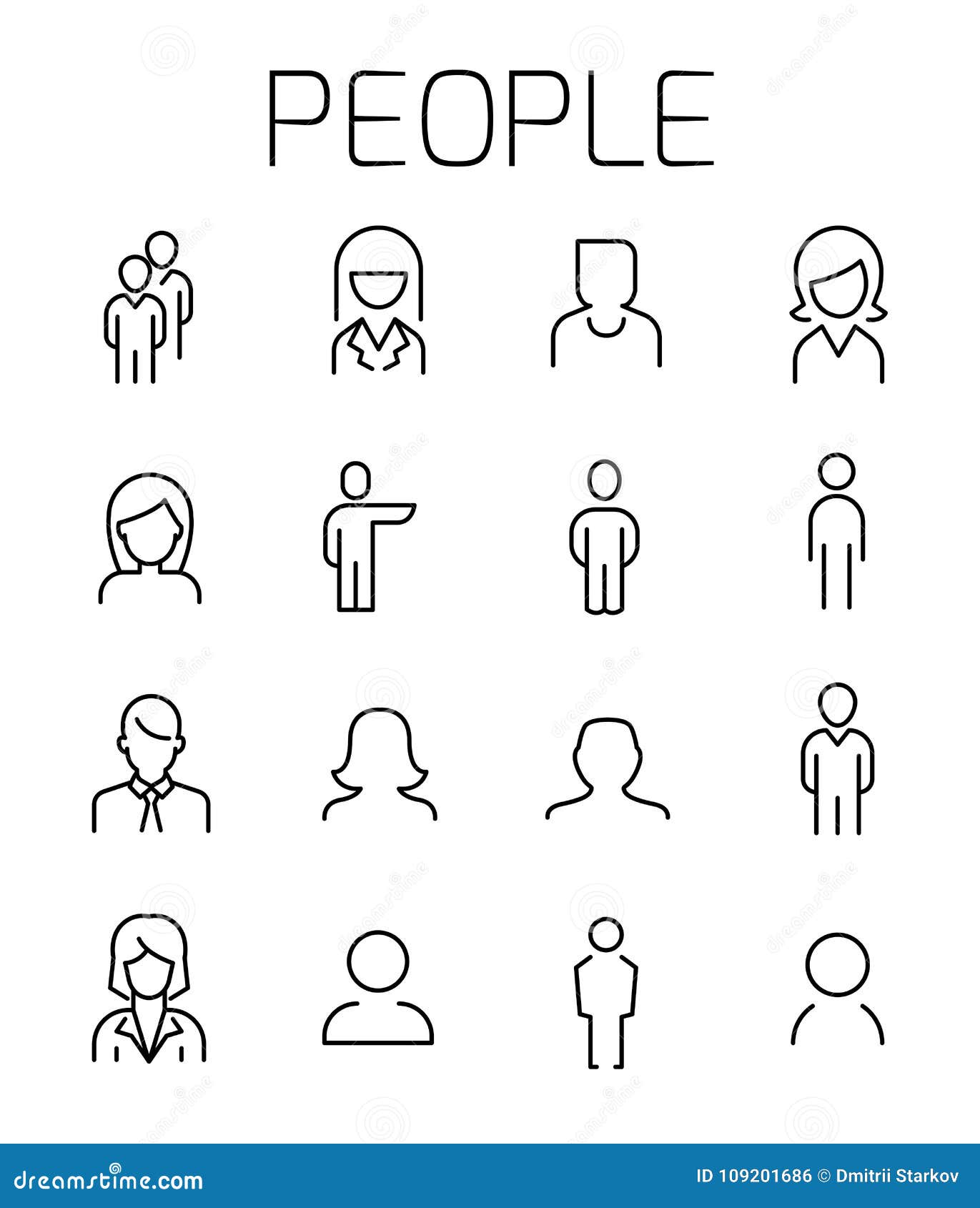 People Related Vector Icon Set Stock Vector - Illustration of ...