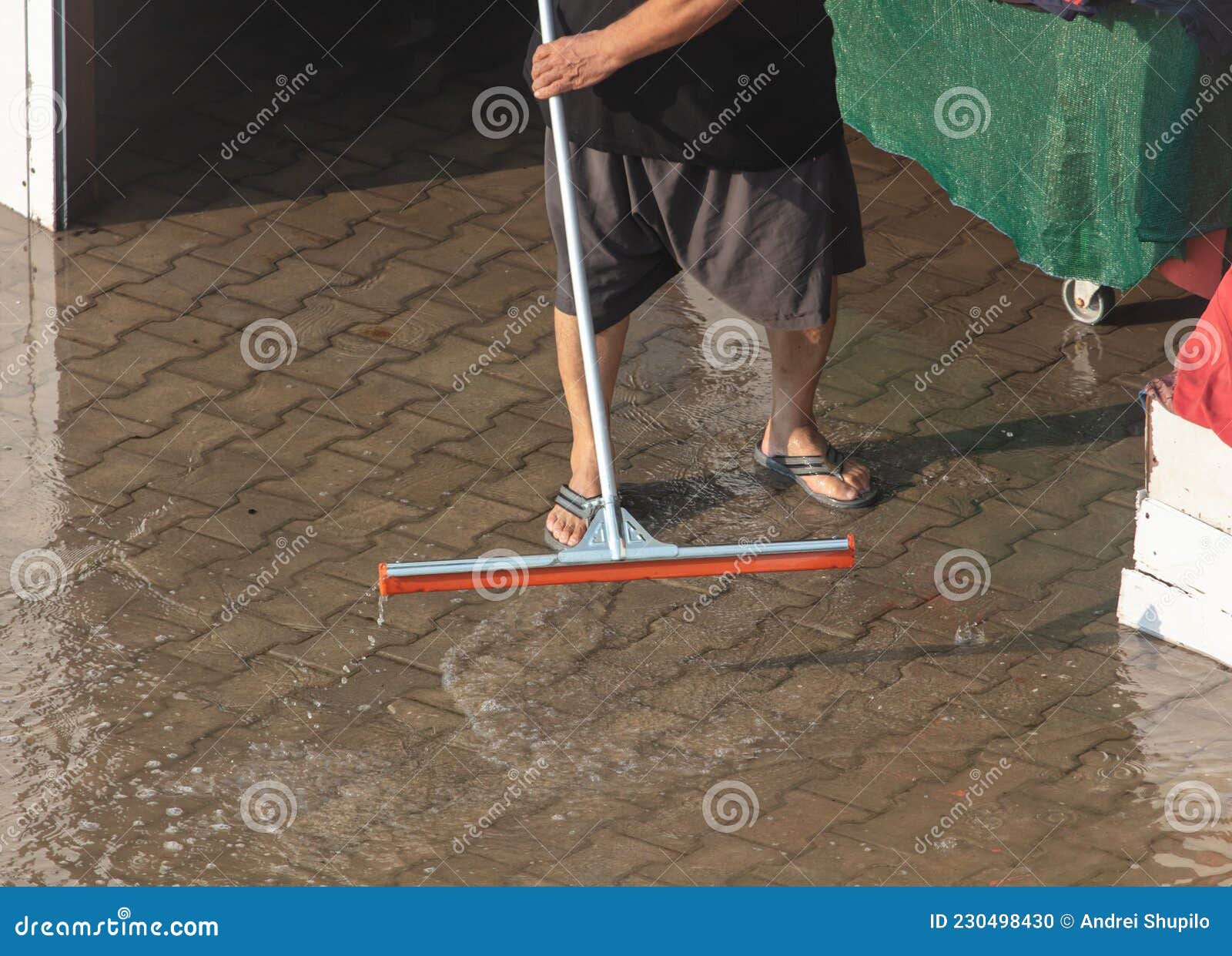 People Remove Water from the Street Stock Photo - Image of summer, work ...
