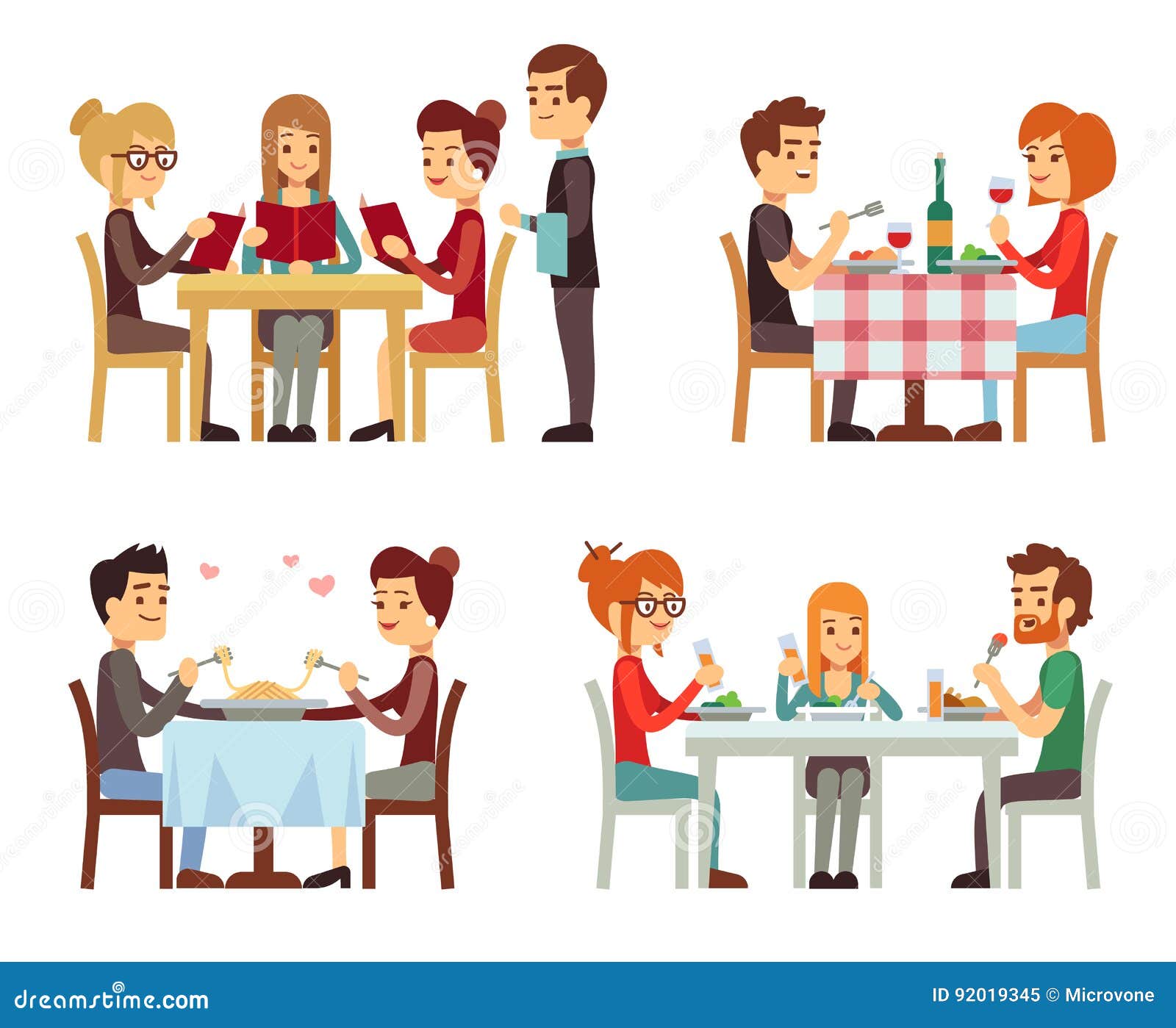People in Restaurant Eating Dinner Vector Flat Concepts Stock Vector ... People in Restaurant Eating Dinner Vector Flat Concepts Stock Vector ...