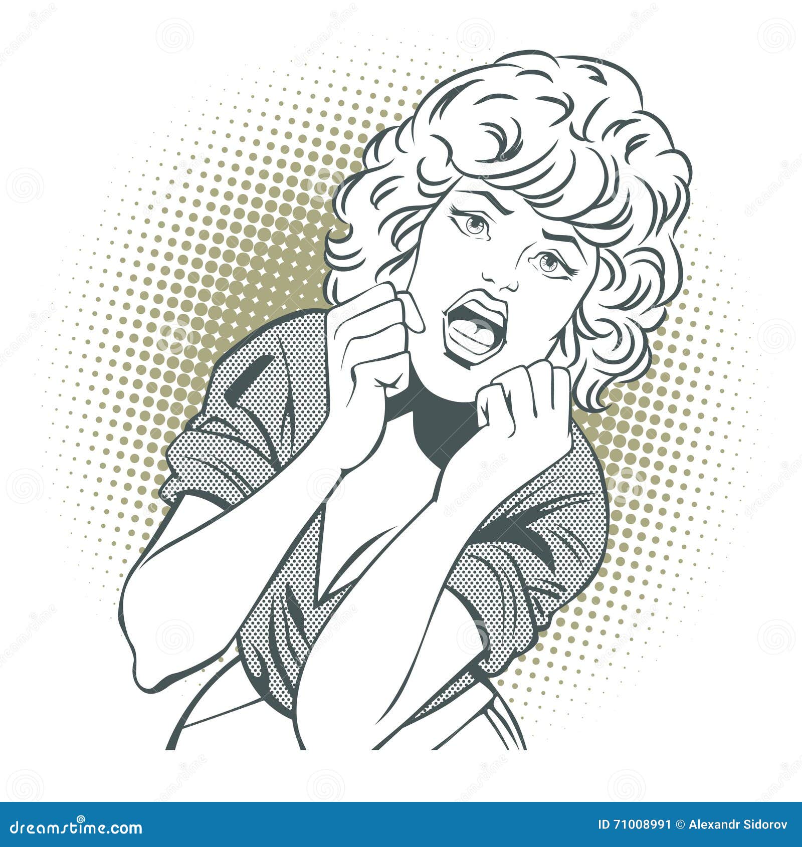 Girl Screams Loudly Or Young Woman In Rage Pop Art Retro Comic Style