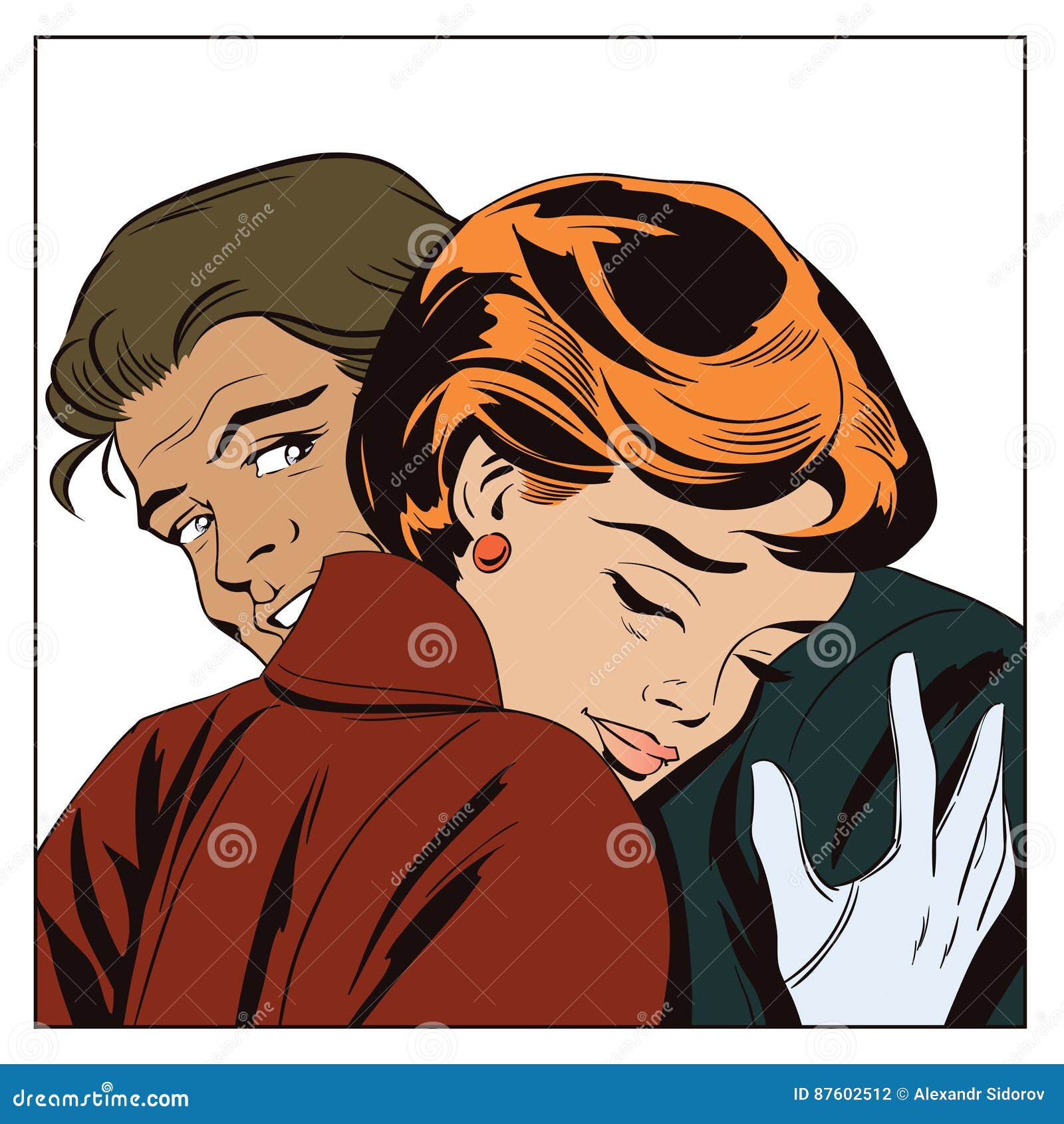 People In Retro Style Pop Art Loving Couple Stock Vector
