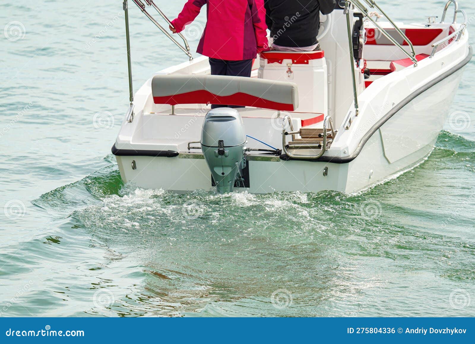People Ride on a Pleasure Boat. the Back of the Boat with the Motor ...