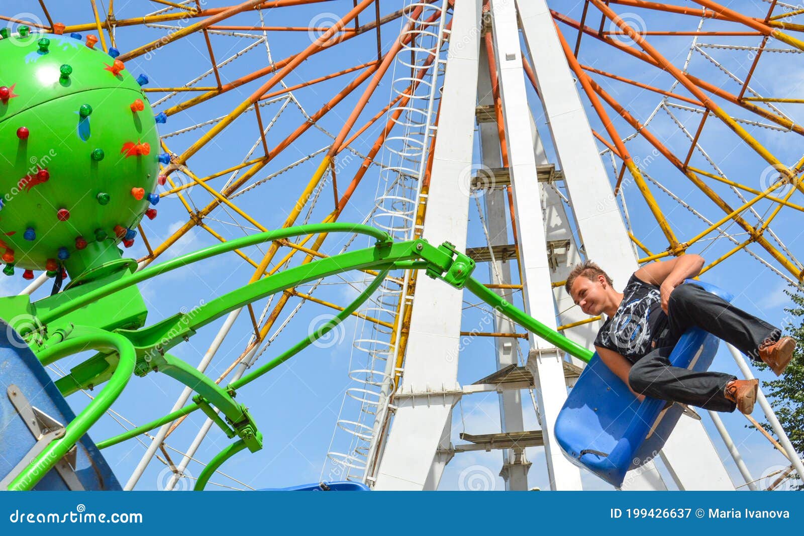 People Ride Rides in an Amusement Park. Stock Image - Image of summer ...
