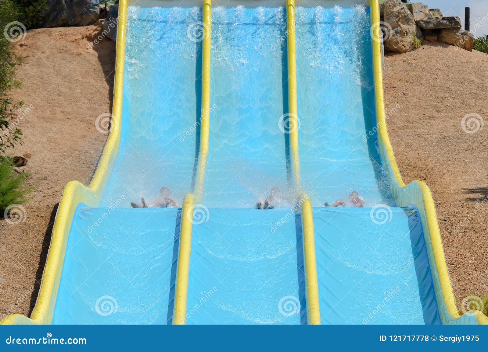 People Ride Water Slides in the Water Park Stock Photo - Image of ...