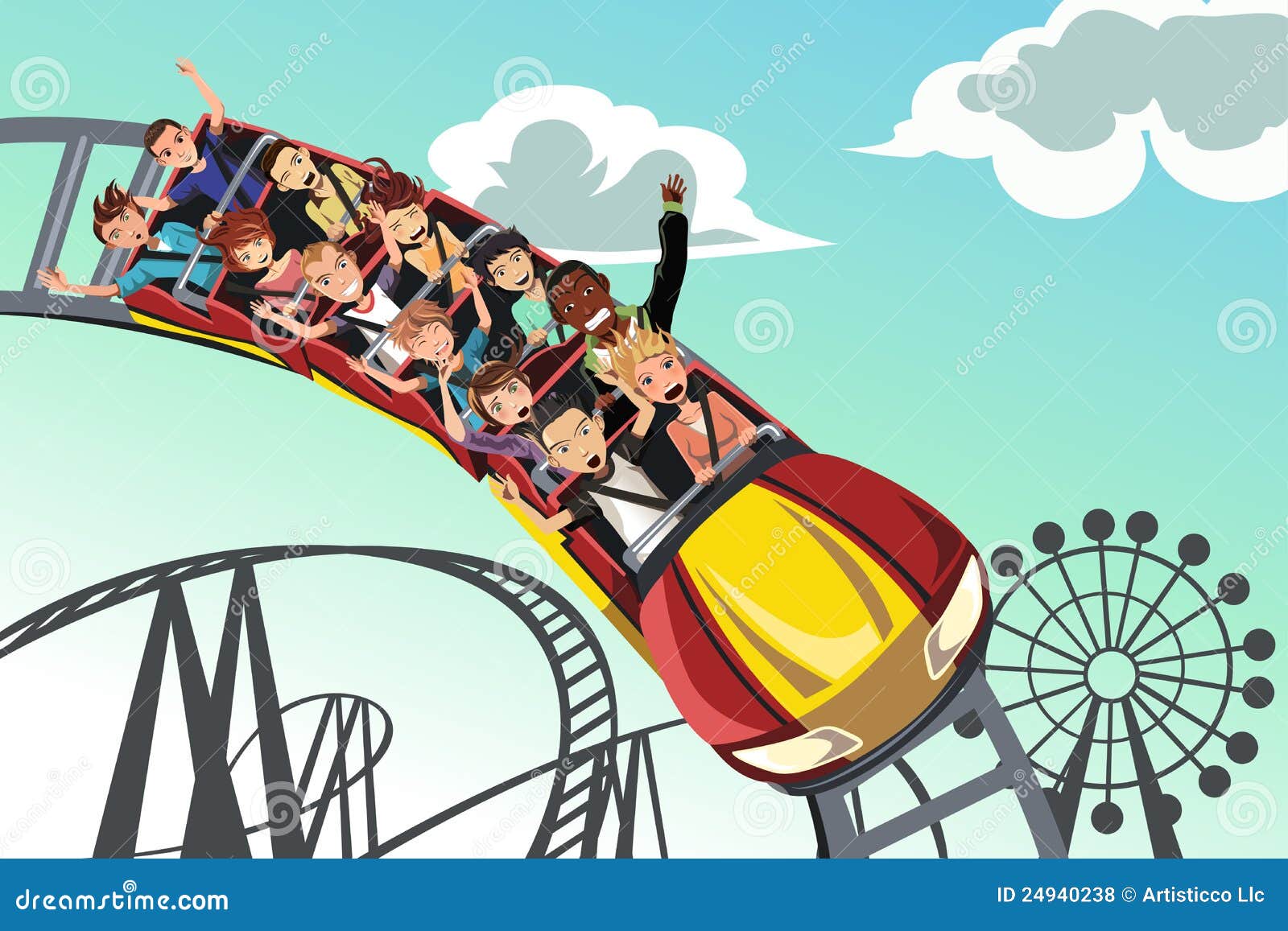 People Riding Roller Coaster Stock Vector - Illustration of ...